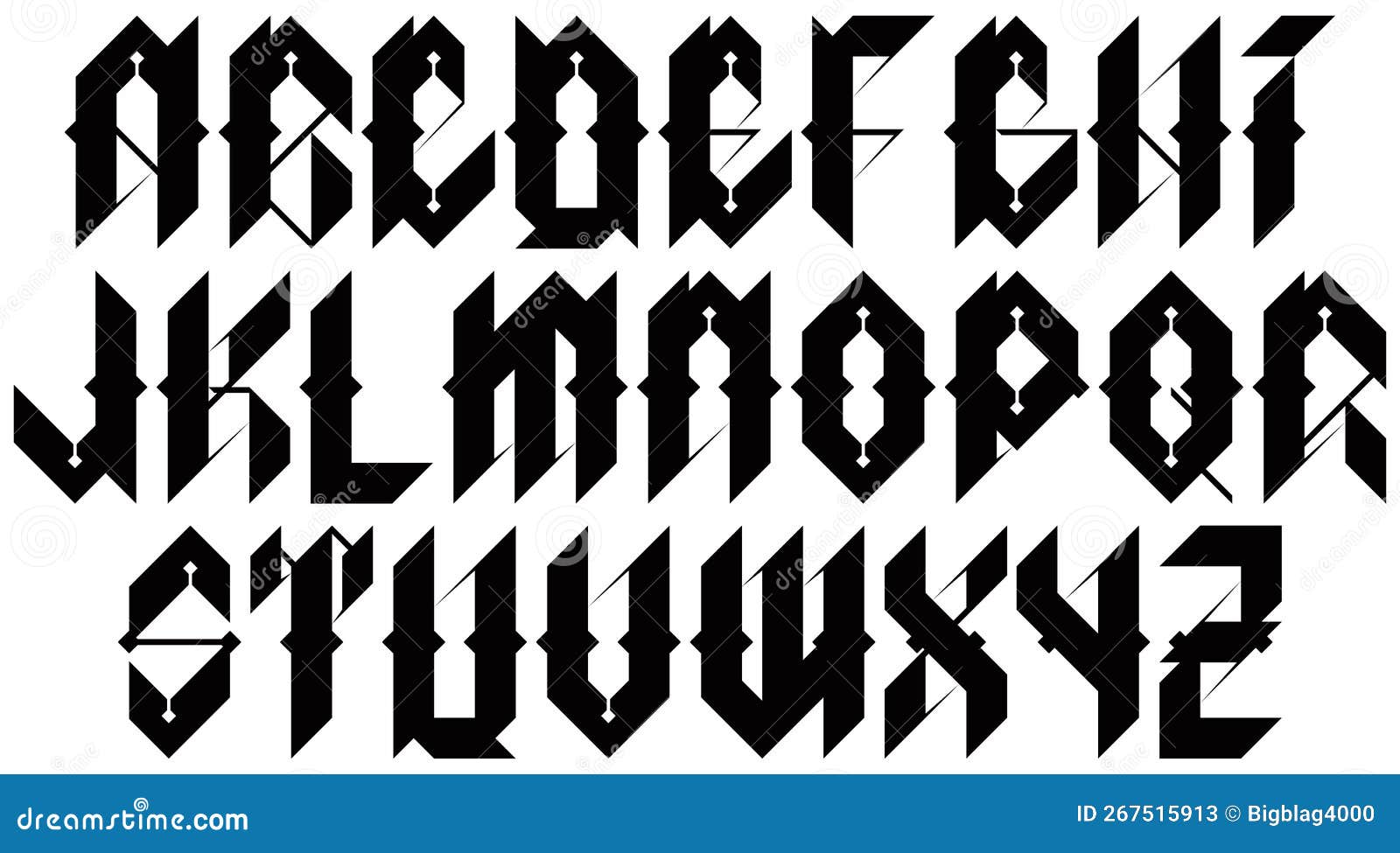 Neo-gothic Decorative Alphabet.Vector Medieval Font. Stock Illustration ...