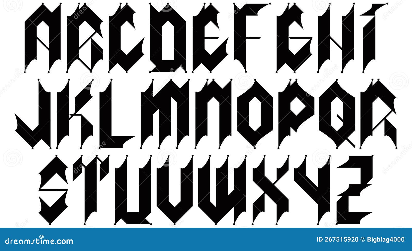 Neo-gothic Decorative Alphabet.Vector Medieval Font. Stock Illustration ...