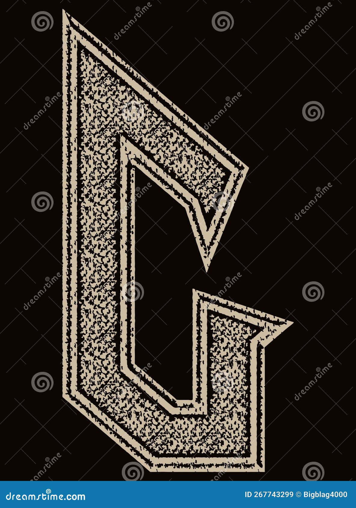 Neo-gothic Decorative Letter on Black Background.Vector Medieval Font ...