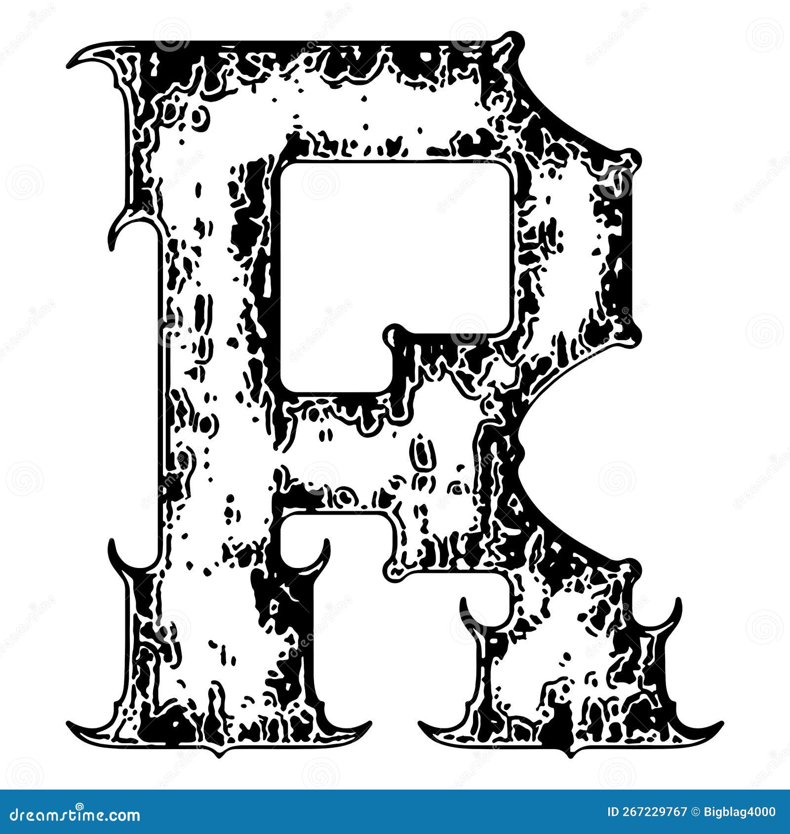 Neo-gothic Decorative Letter.Vector Medieval Font. Stock Illustration ...