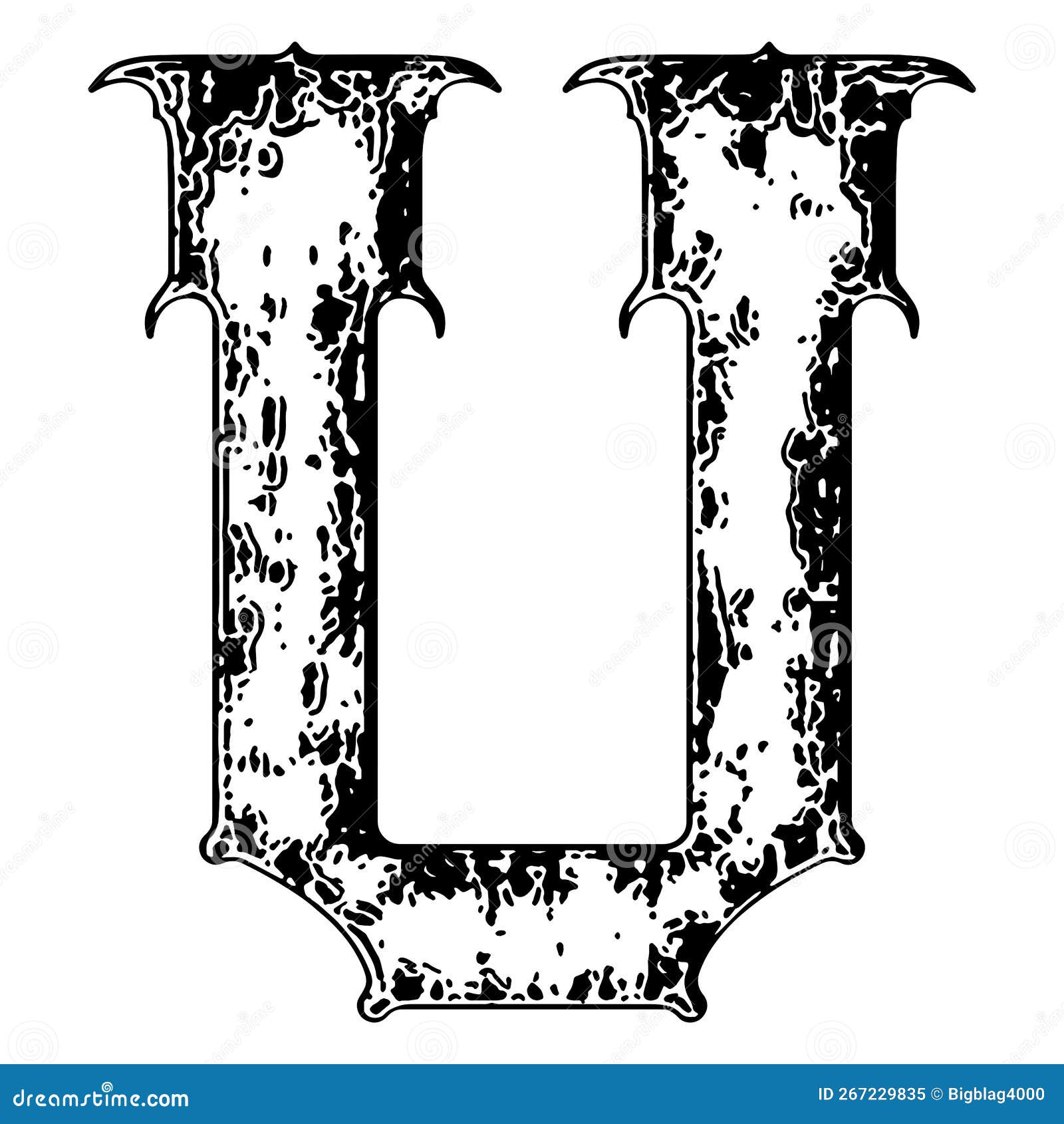 Neo-gothic Decorative Letter.Vector Medieval Font. Stock Illustration ...
