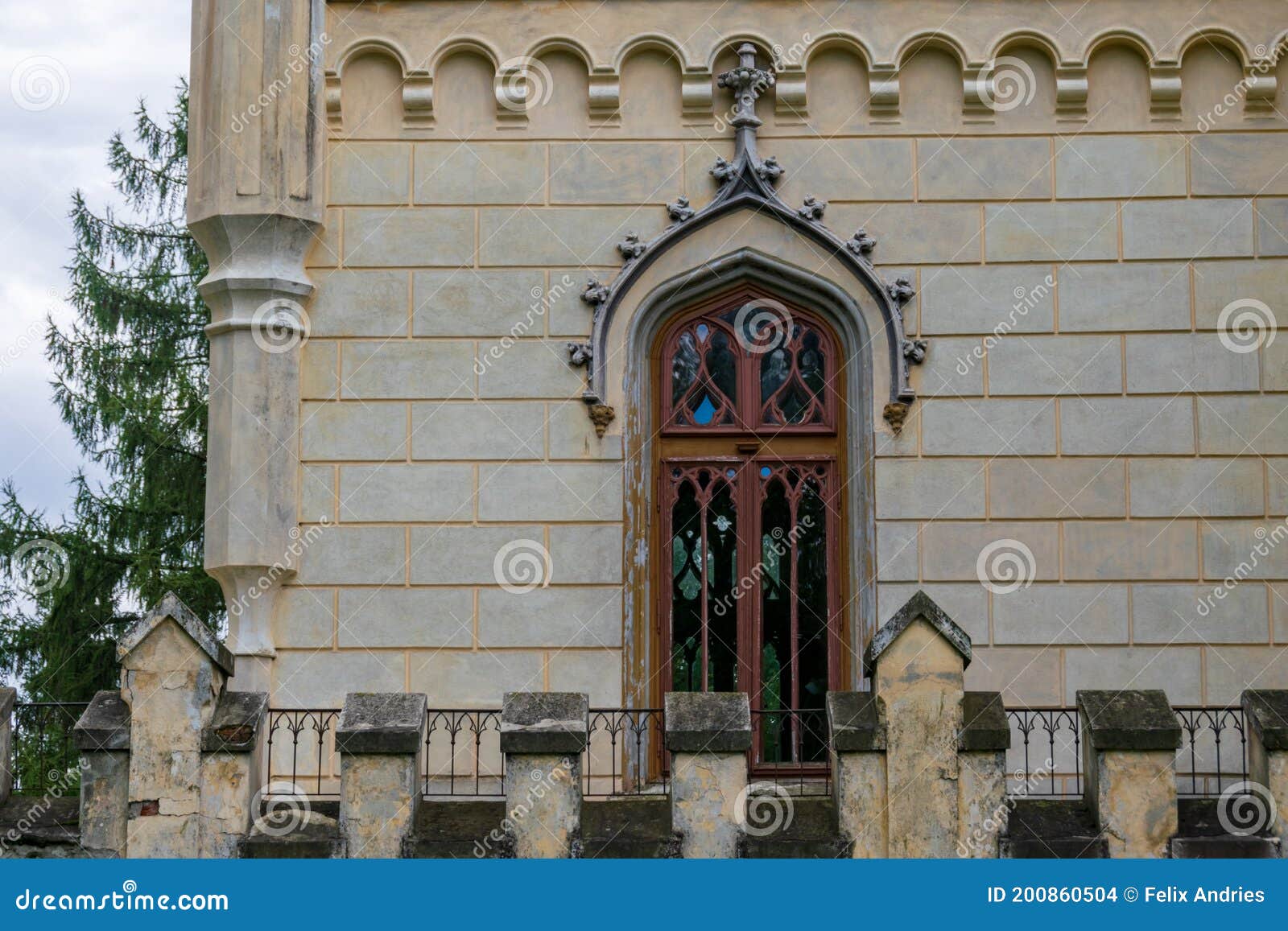A Neo-gothic Window from Sturdza Castle, Miclauseni, Romania Stock ...