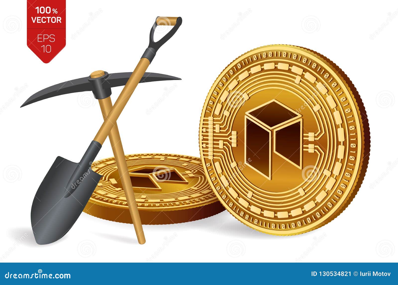 Neo Mining Concept. 3D Isometric Physical Bit Coin with Pickaxe and ... Neo Mining Concept. 3D Isometric Physical Bit Coin with Pickaxe and ...