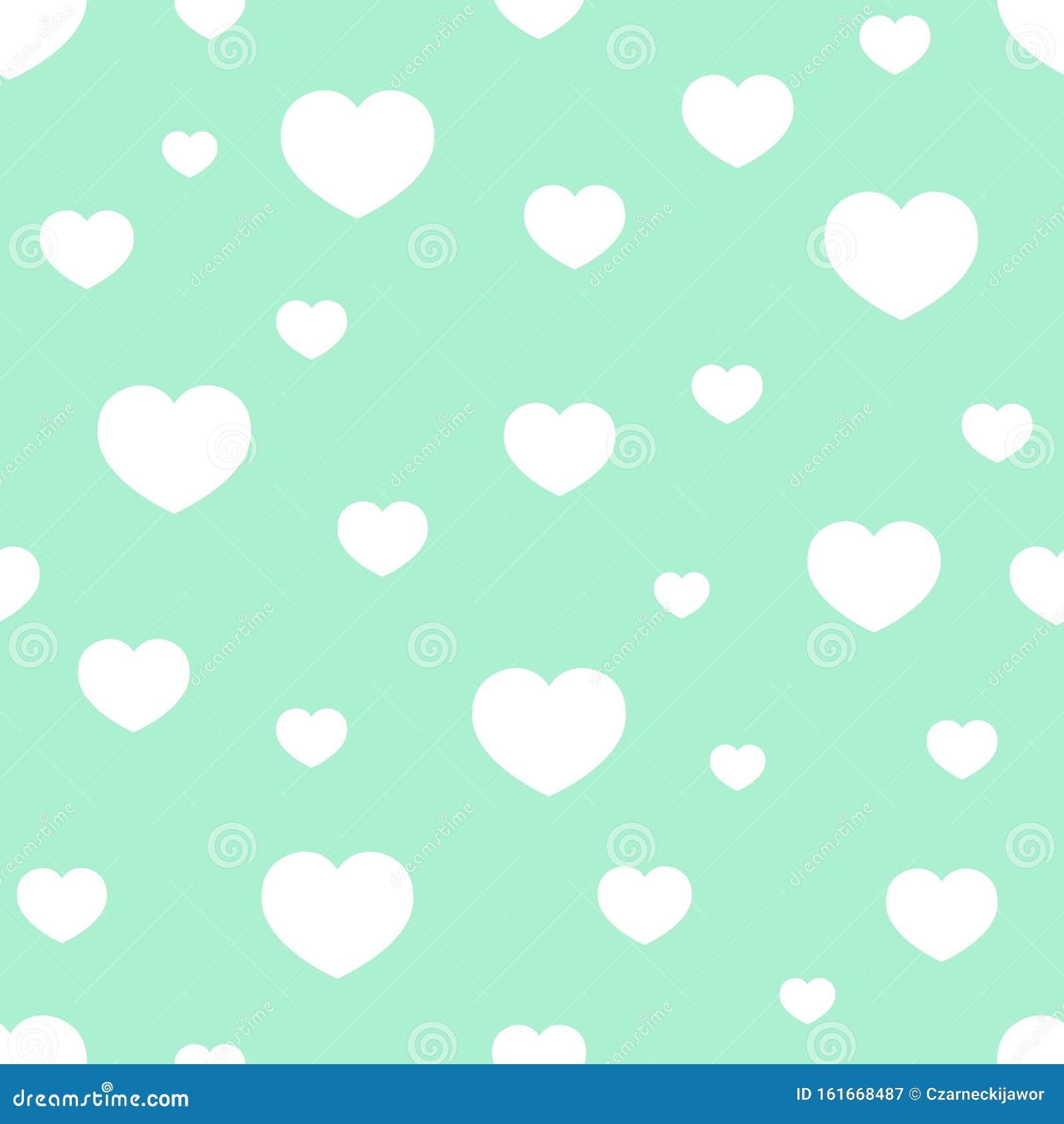 Neo-mint Background with White Hearts. Stock Vector - Illustration of ...