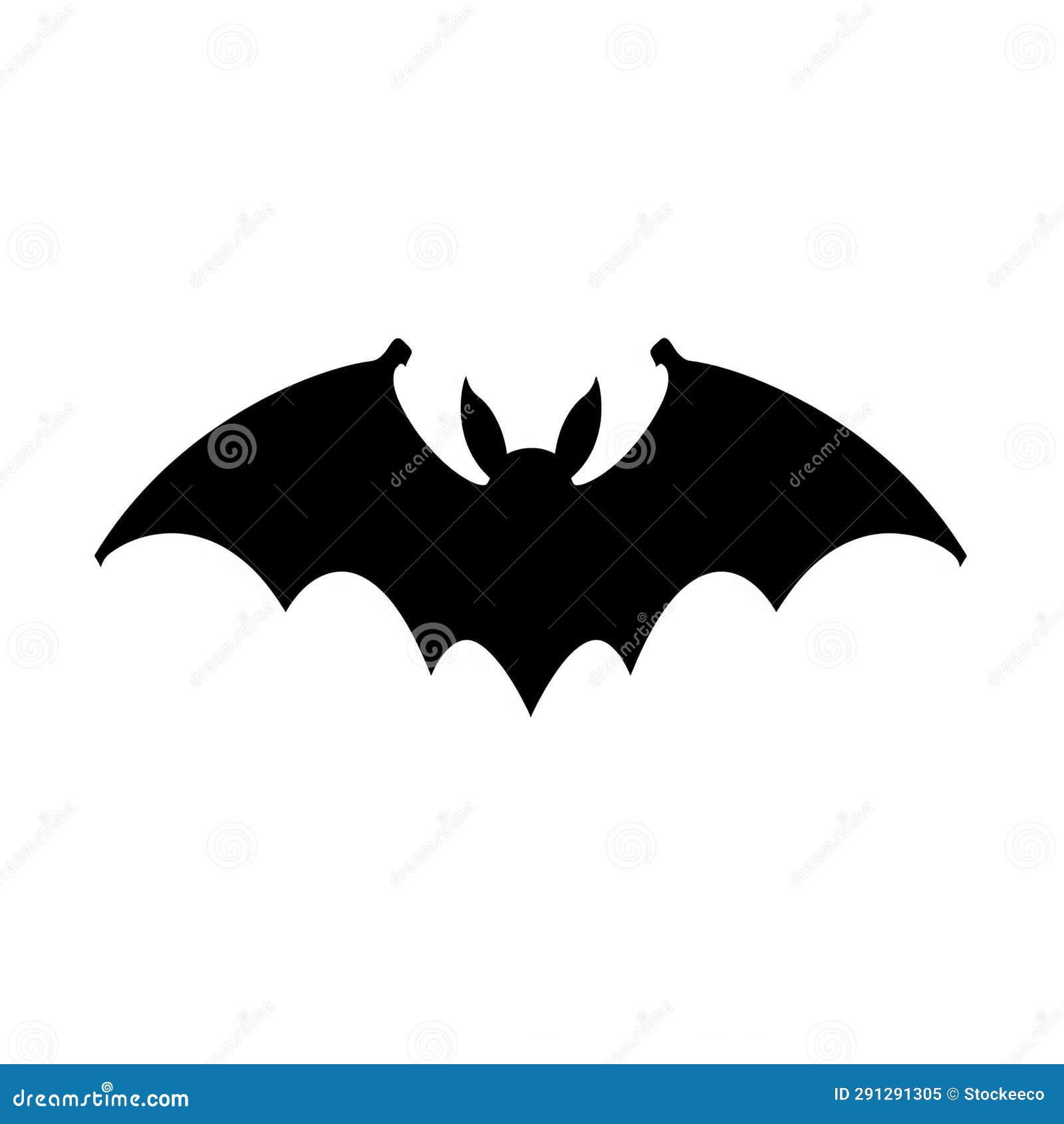Neo-pop Bat Silhouette Icon: Flat Graphic Drawing on White Background ...