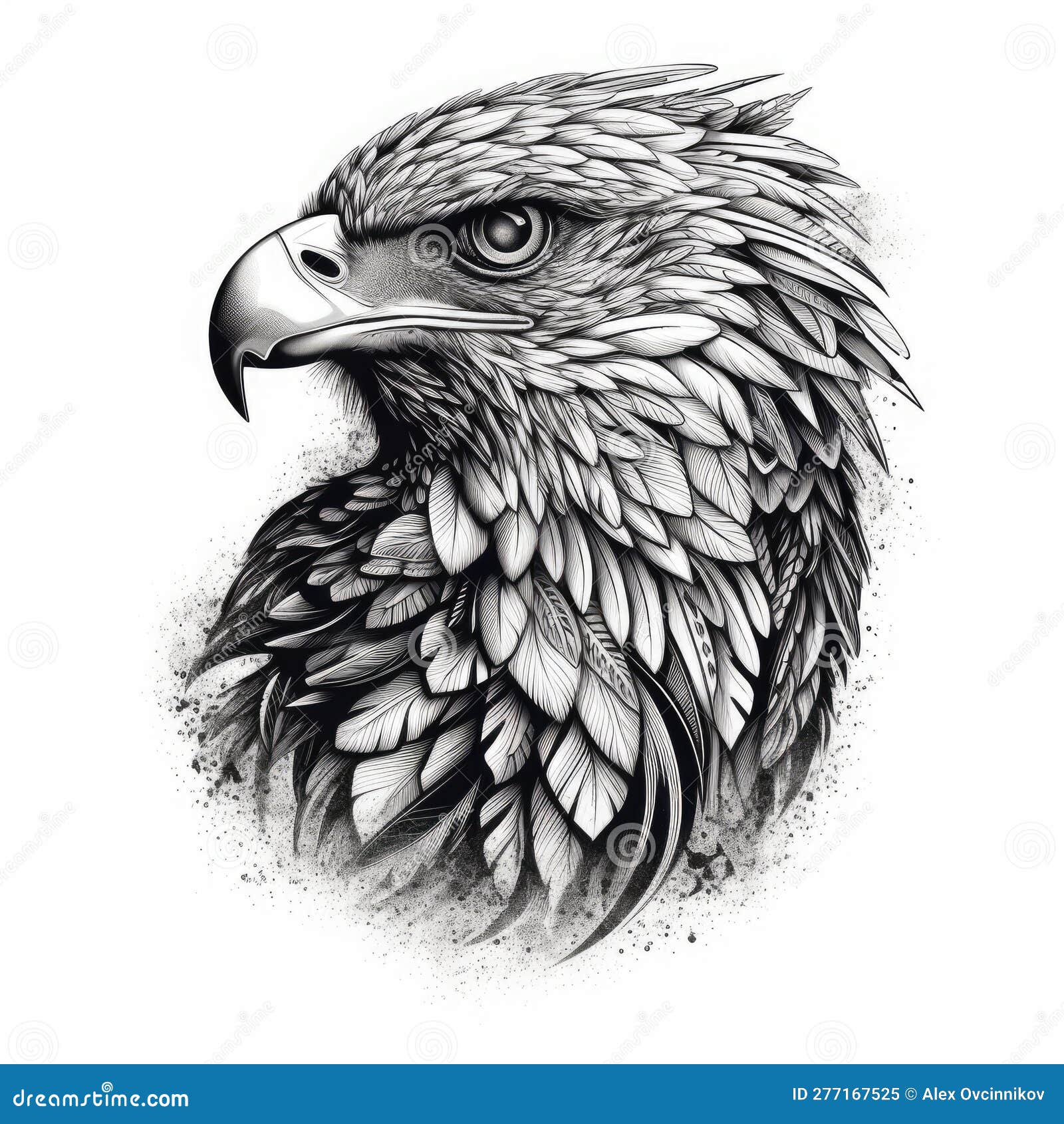 Neo-Traditional Eagle in Impressionistic Realistic Blackwork Style on ...