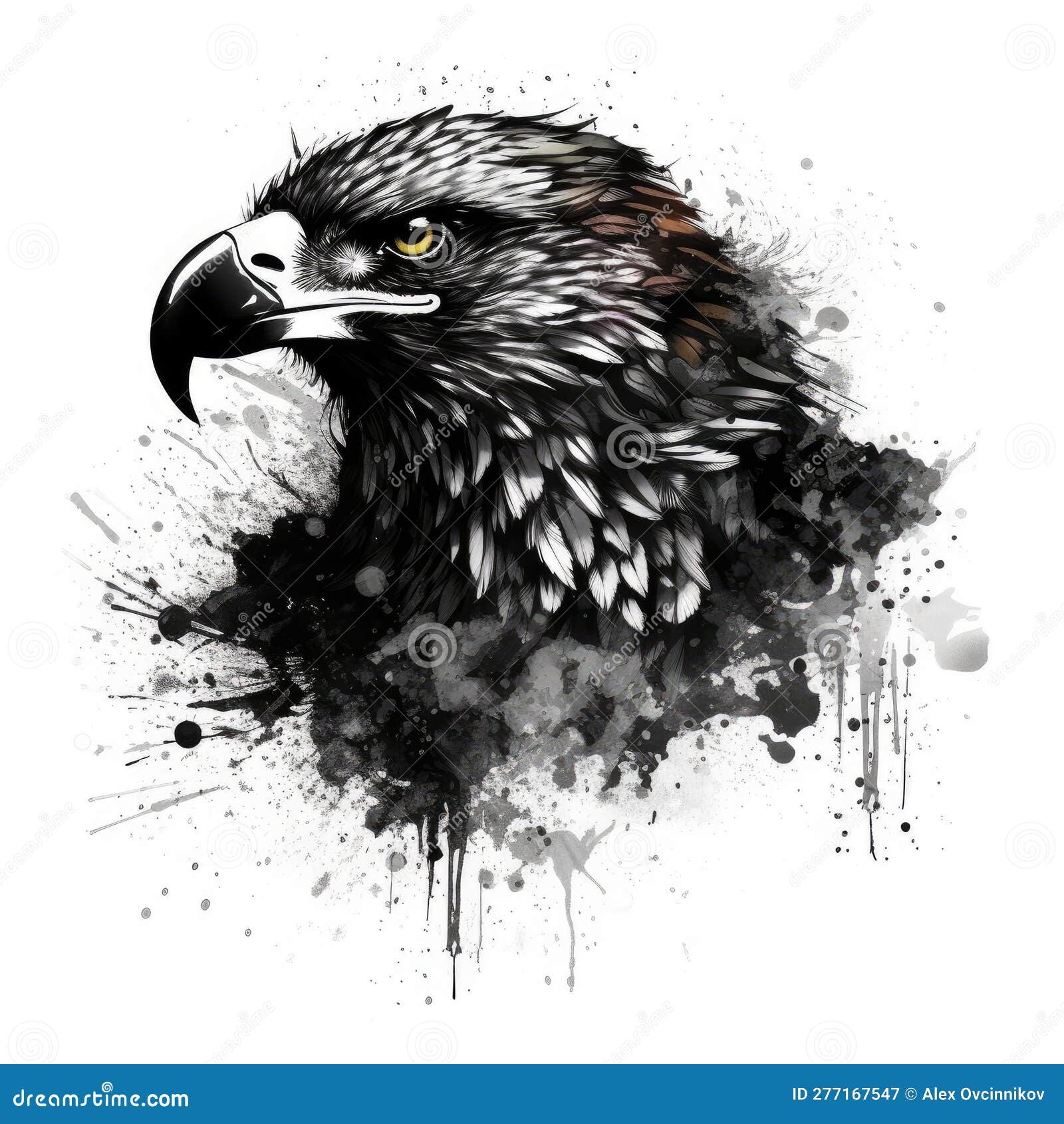 Neo-Traditional Explosion Eagle in Impressionistic Realistic Blackwork ...
