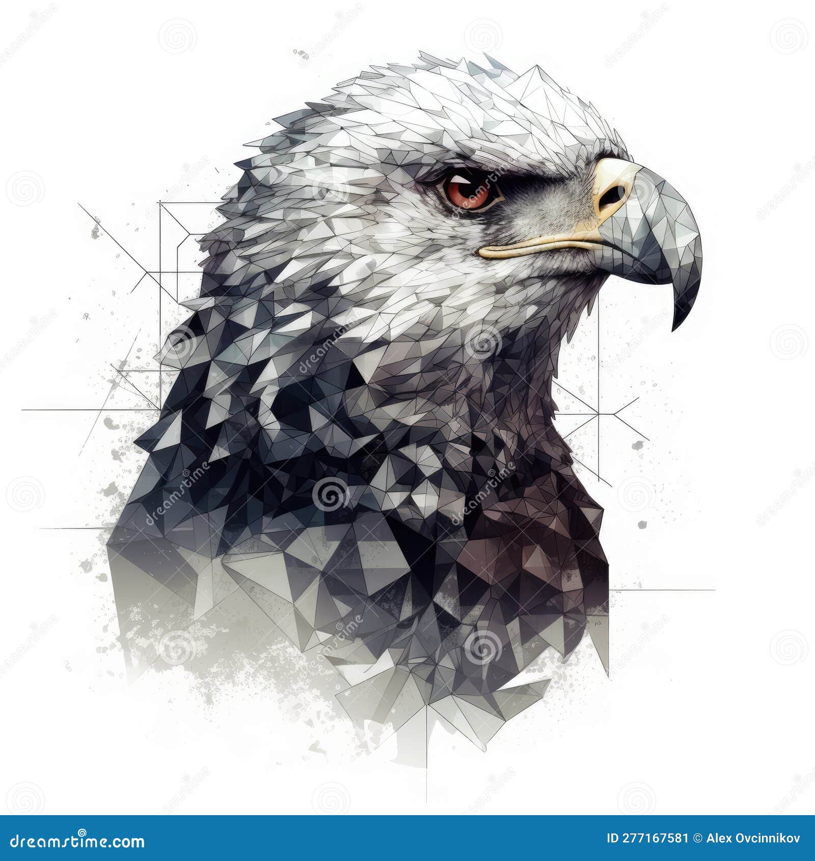 Neo-Traditional Geometric Eagle in Impressionistic Blackwork Style on ...