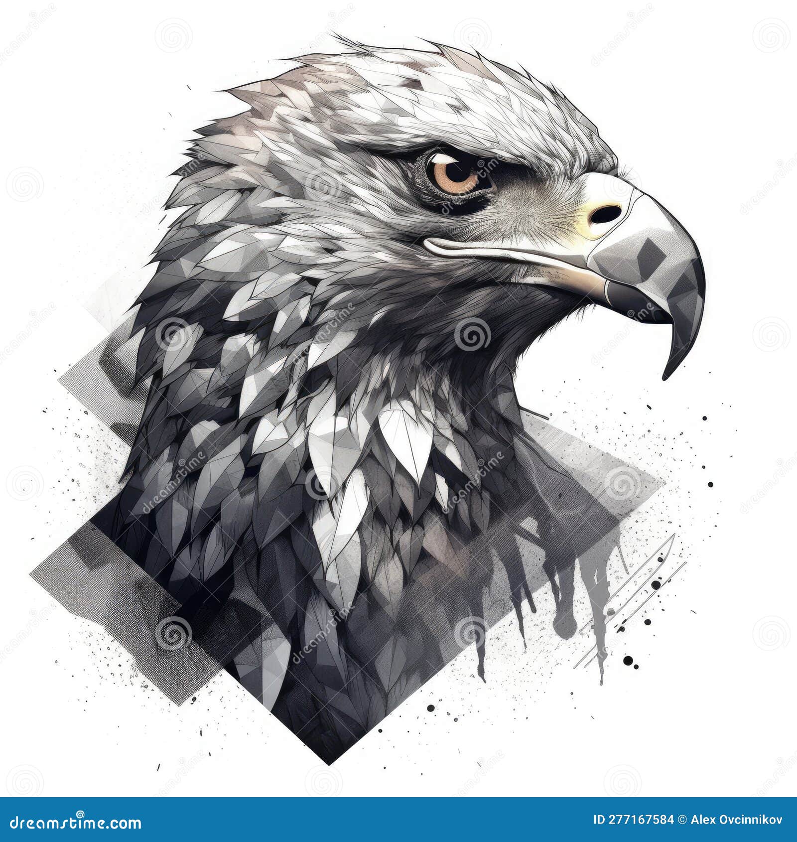 Neo-Traditional Geometric Eagle in Impressionistic Blackwork Style on ...