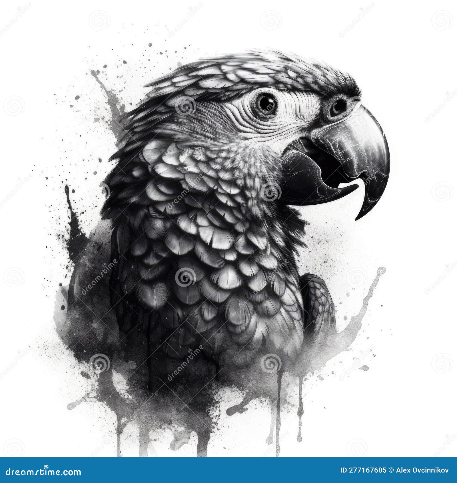 Neo-Traditional Screaming Impressionism in Realistic Blackwork Style on ...