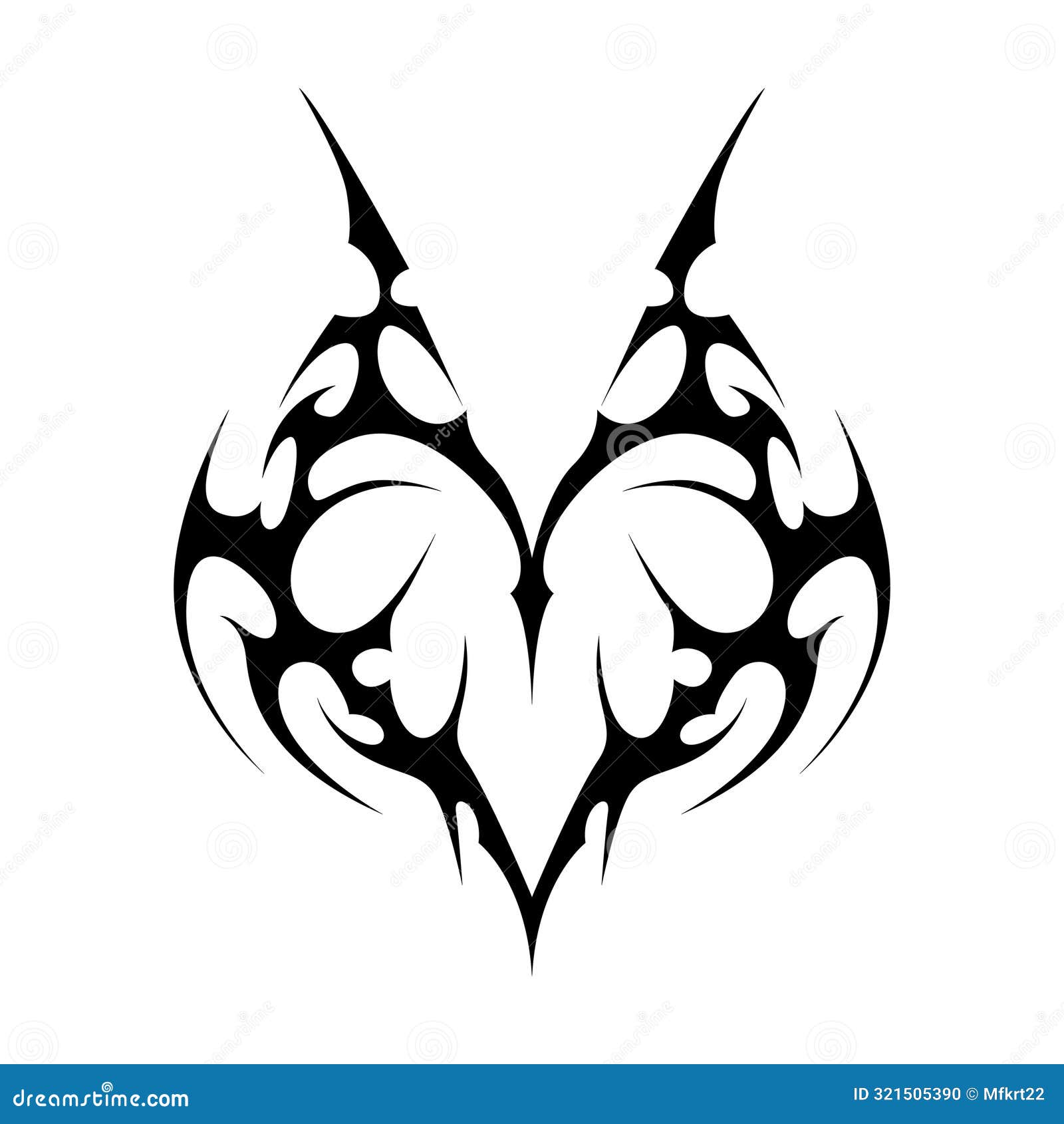 Neo Tribal Y2k Gothic Style Tattoo Cyber Sigilism Heart Design Stock