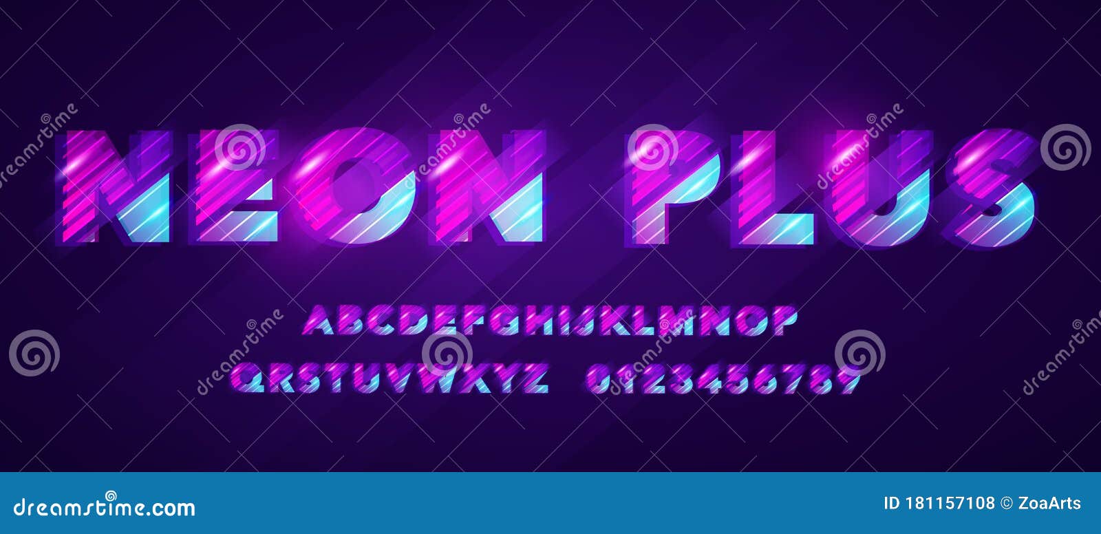 Vector Illustration Futuristic Cyber Neon Typography. Colorful Font ...