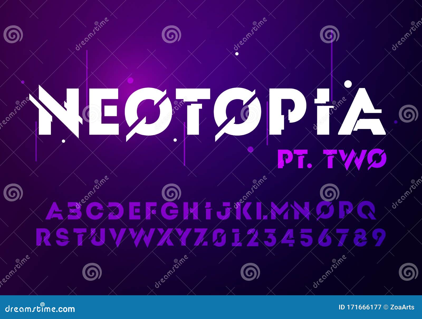 Vector Illustration Abstract Technology Font with Techno Effect ...