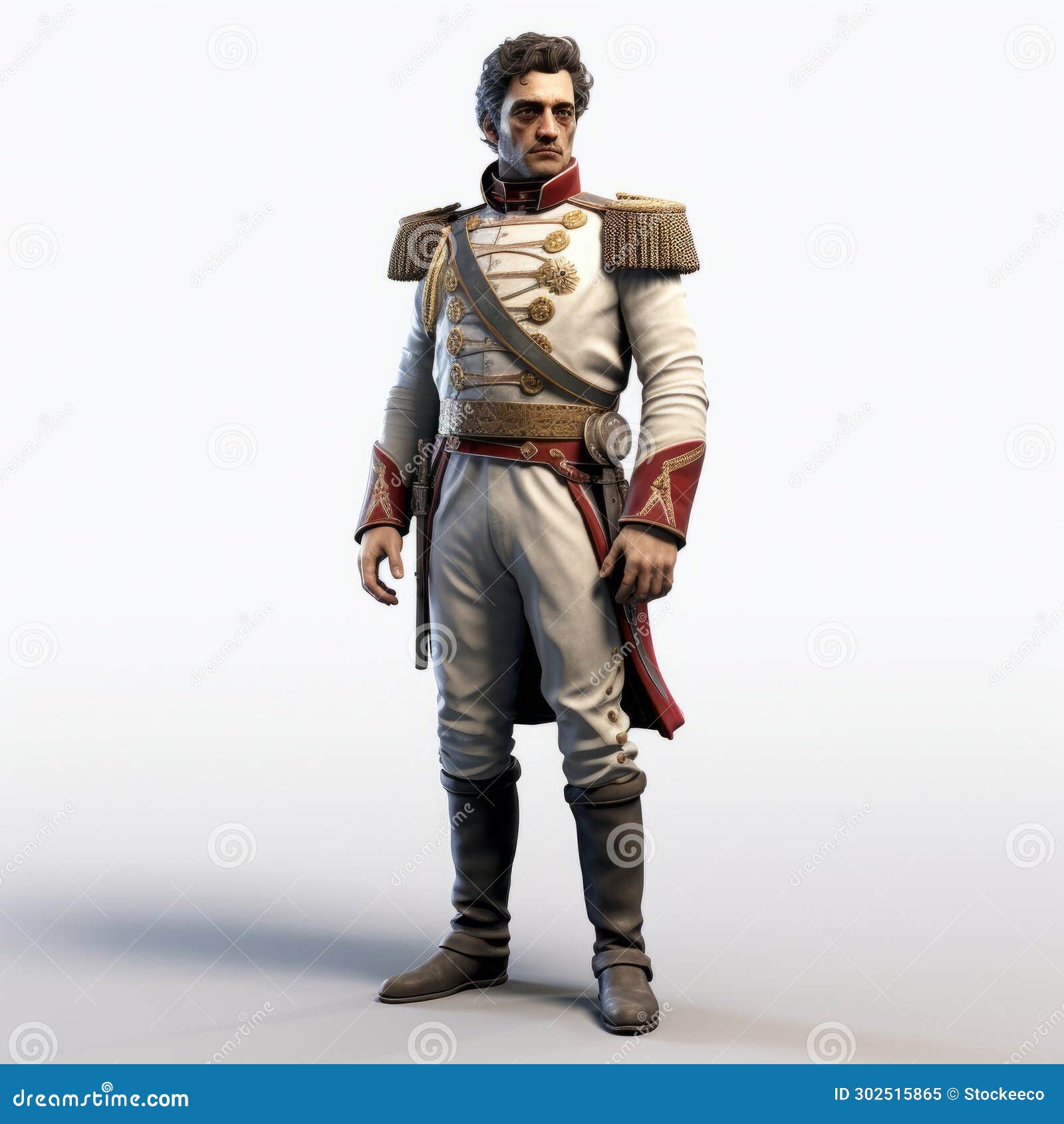 Neoclassical 3d Model: Ethan Colonel in Revolutionary Military Costume ...