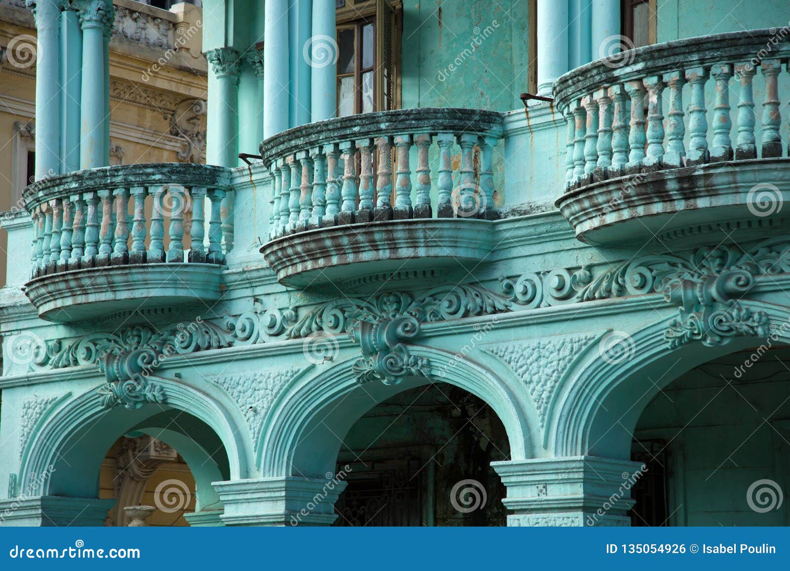 Neoclassical Architecture in Mint Green Stock Photo - Image of ...