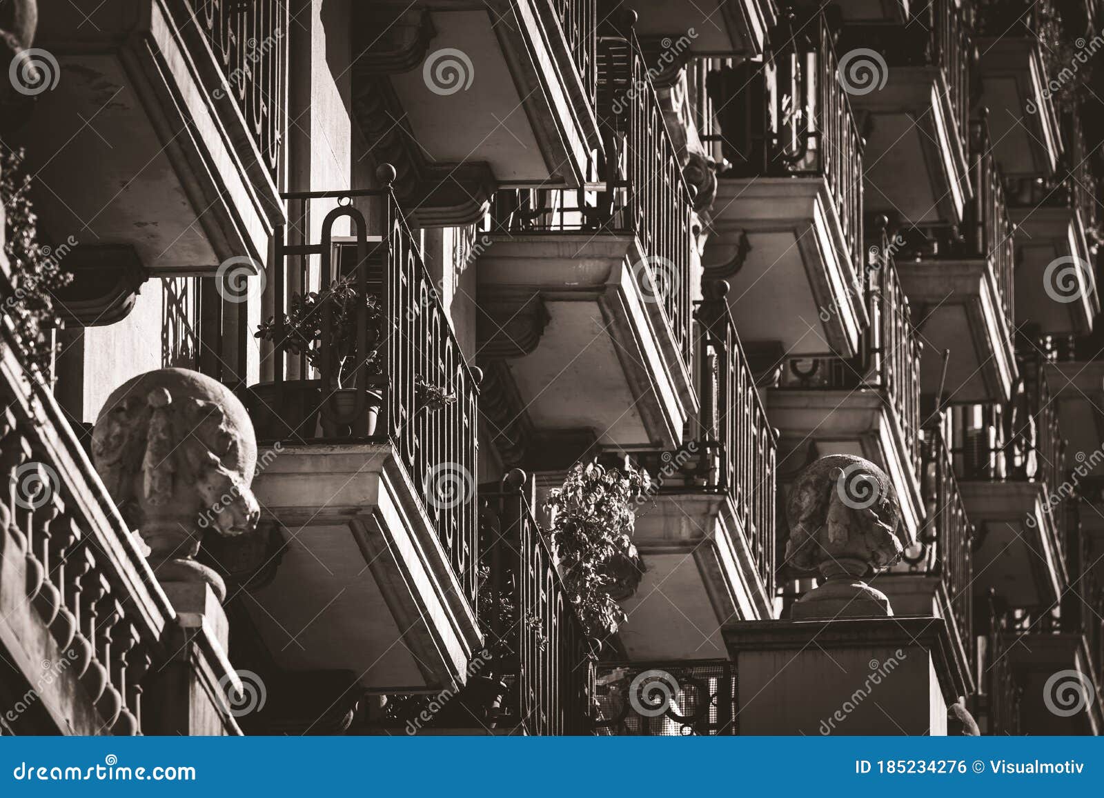 Neoclassical Balconies of a Residential Building Stock Photo - Image of ...