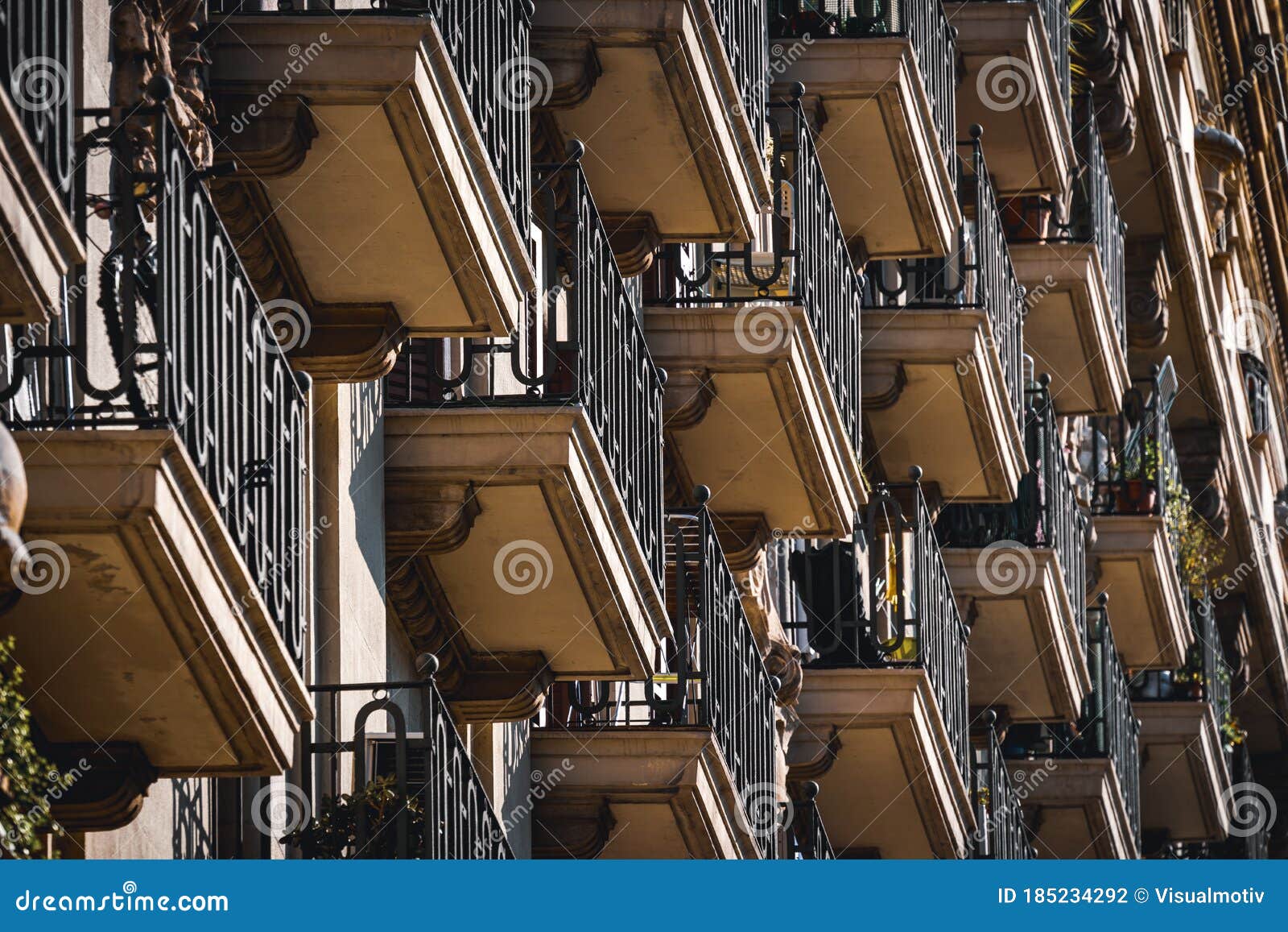 Neoclassical Balconies of a Residential Building Stock Photo - Image of ...
