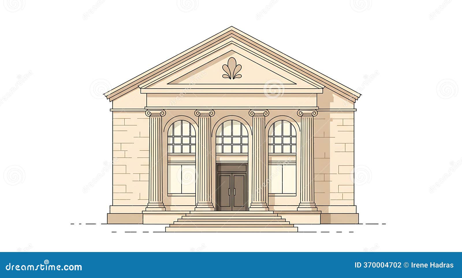 Neoclassical Building Facade With Symmetrical Design And Red-brick ...