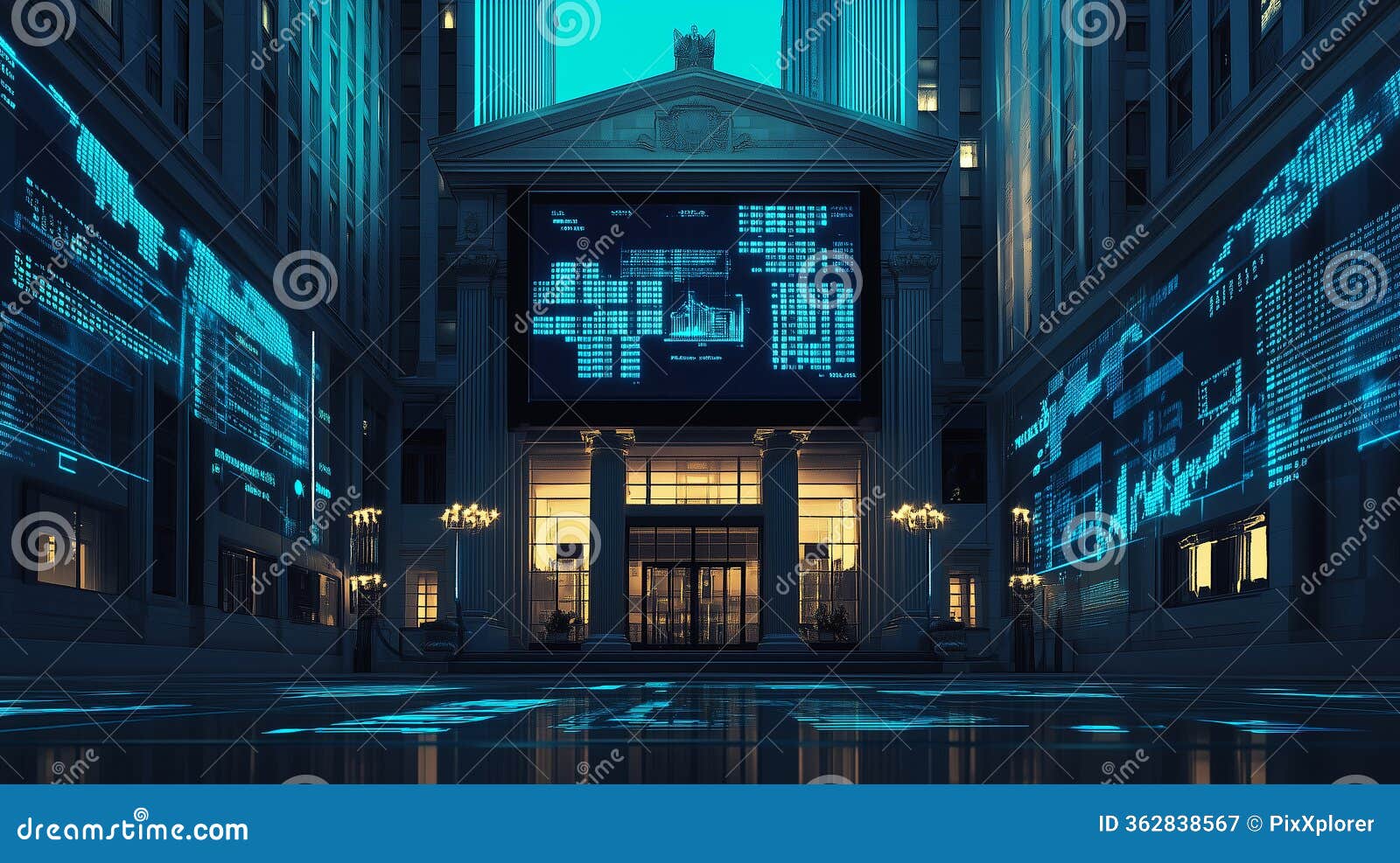 Neoclassical Building with Ornate Columns Stands between High-rise ...