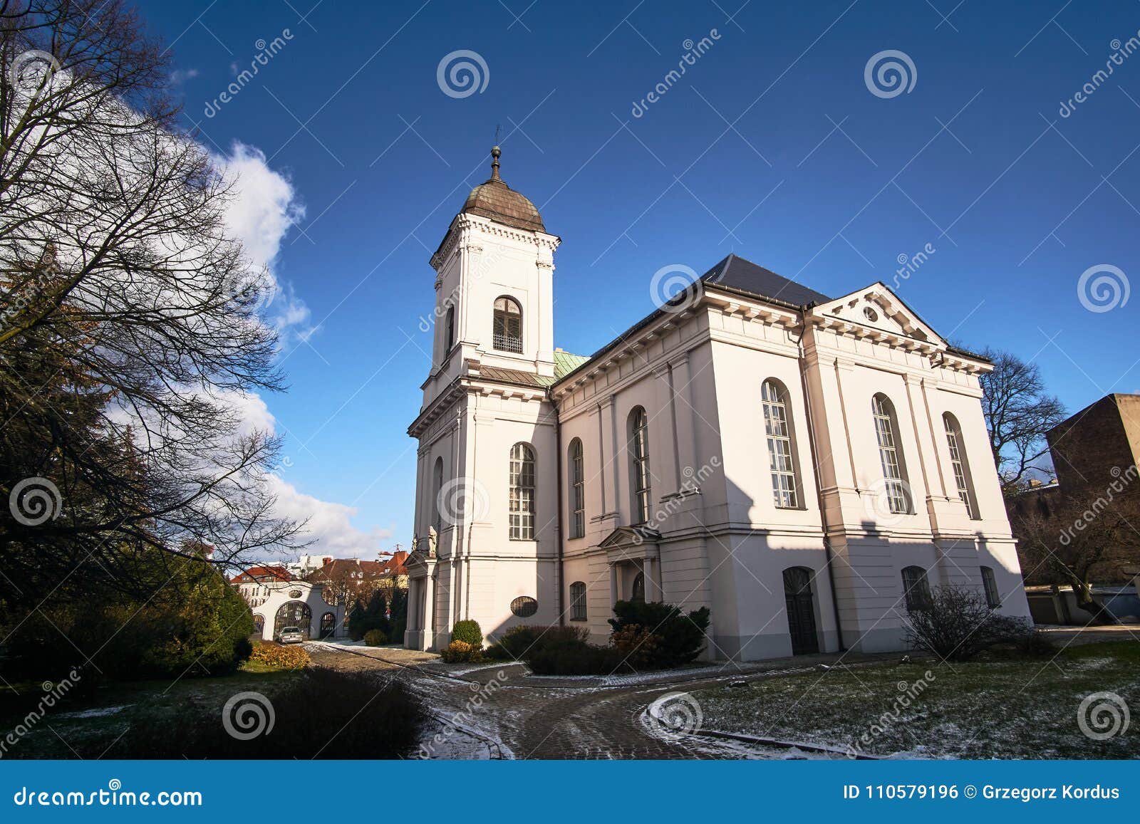 Neoclassical Church with a Belfry Stock Photo - Image of tower, belfry ...
