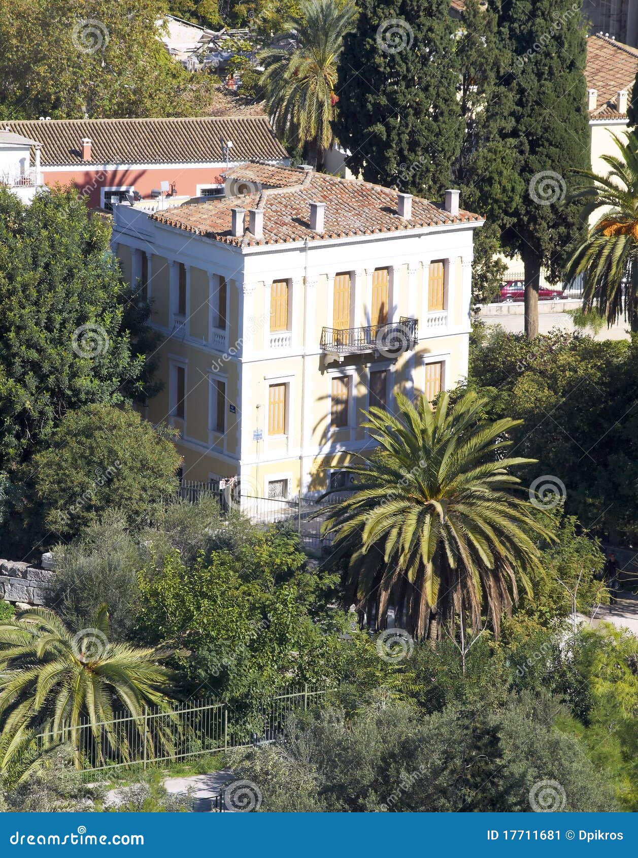 Neoclassical House Under Acropolis, Plaka, Athens Stock Image - Image ...
