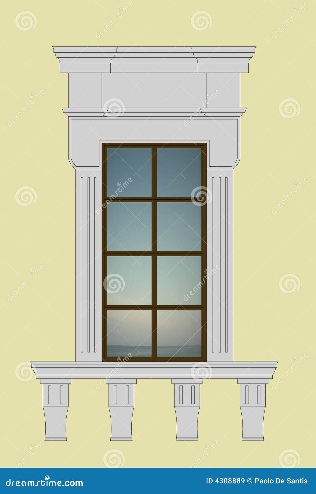 Neoclassical window 2 stock image. Image of autocad, italy - 4308889