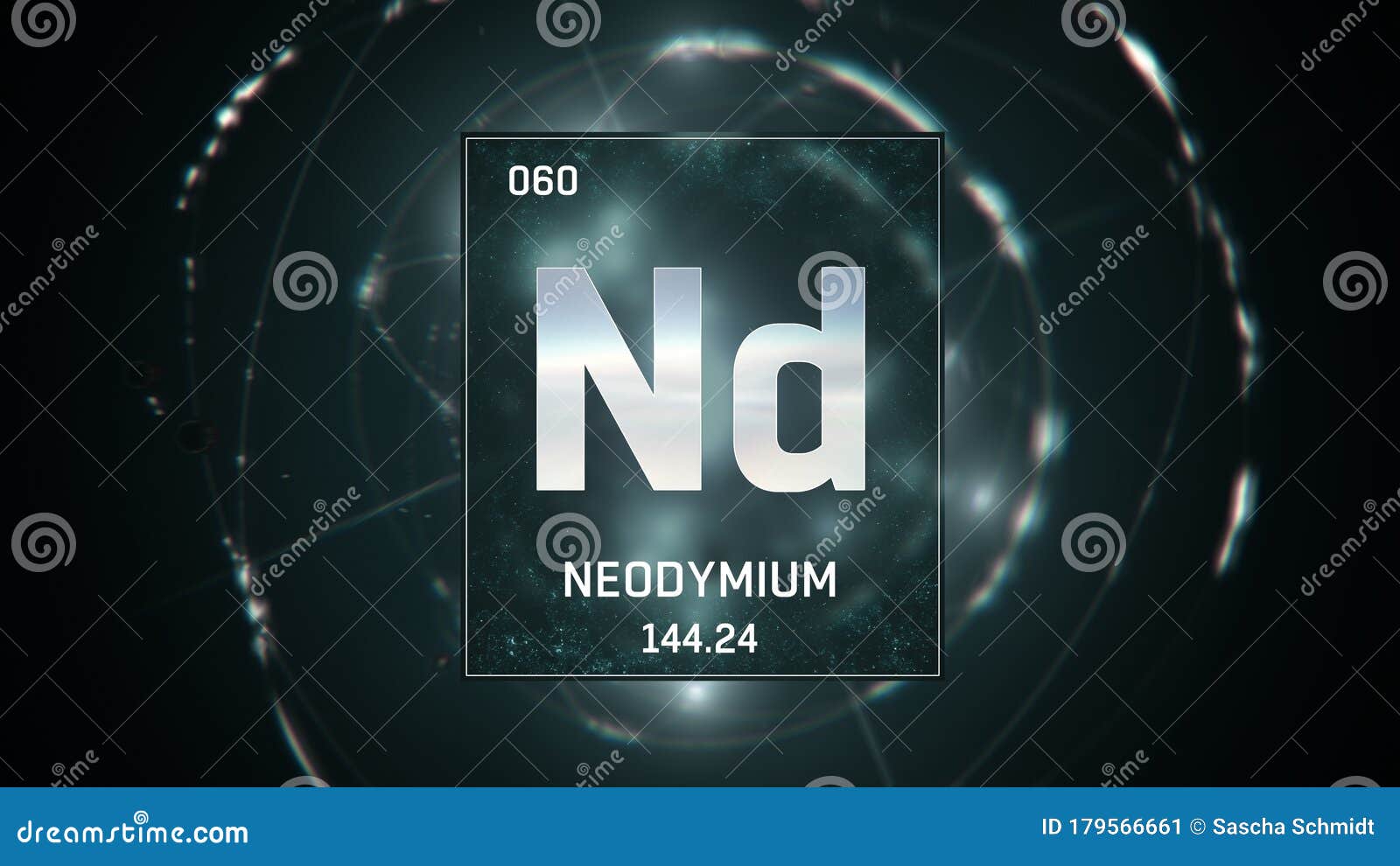 3D-Illustration, Neodymium Symbol - Nd. Element Of The Periodic Table ...