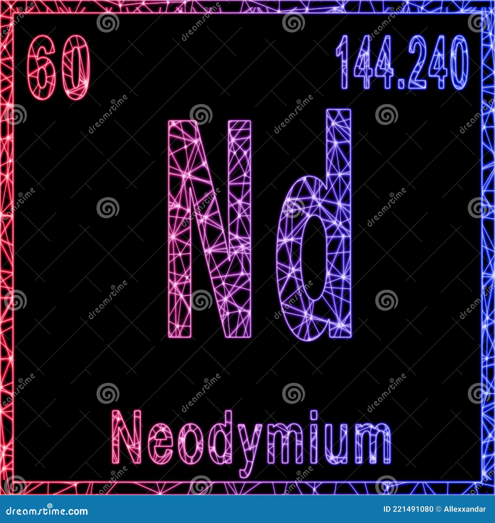 Neodymium Chemical Element Symbol On Blue Bubble Background Royalty ...