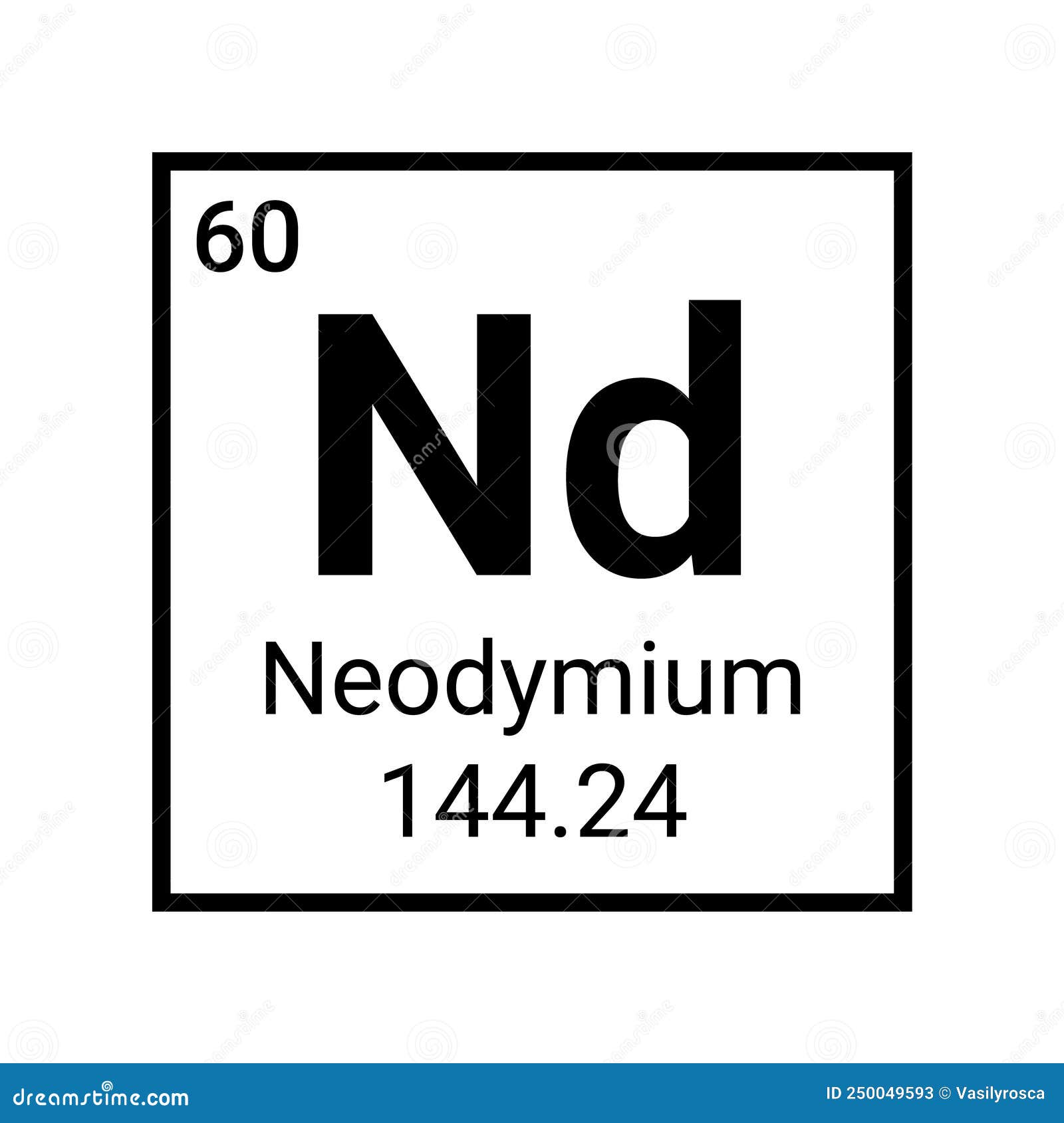 Neodymium On Periodic Table Of The Elements, With Element Symbol Nd ...