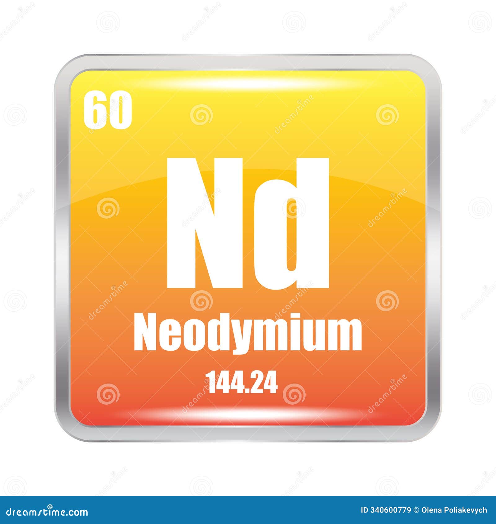 Neodymium Icon. Nd Chemical Element. Atomic Number 60. Mass 144.24 ...