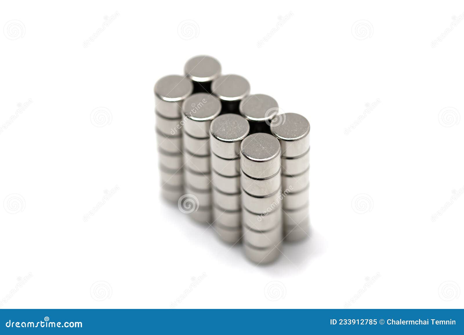 Neodymium Magnet 8mm X 5mm Vertical Stack Stock Image - Image of macro ...