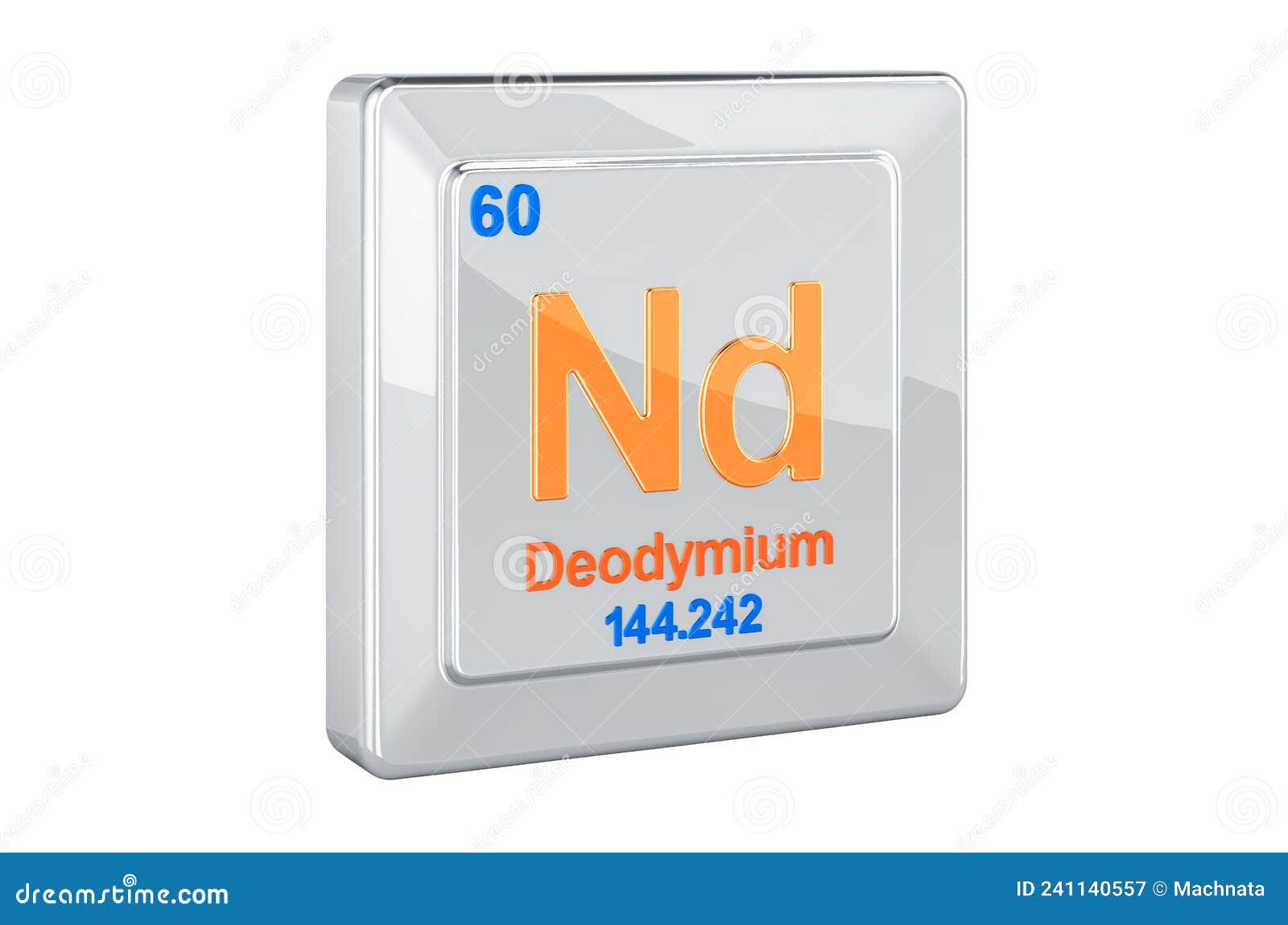 Neodymium Nd, Chemical Element Sign. 3D Rendering Stock Illustration ...