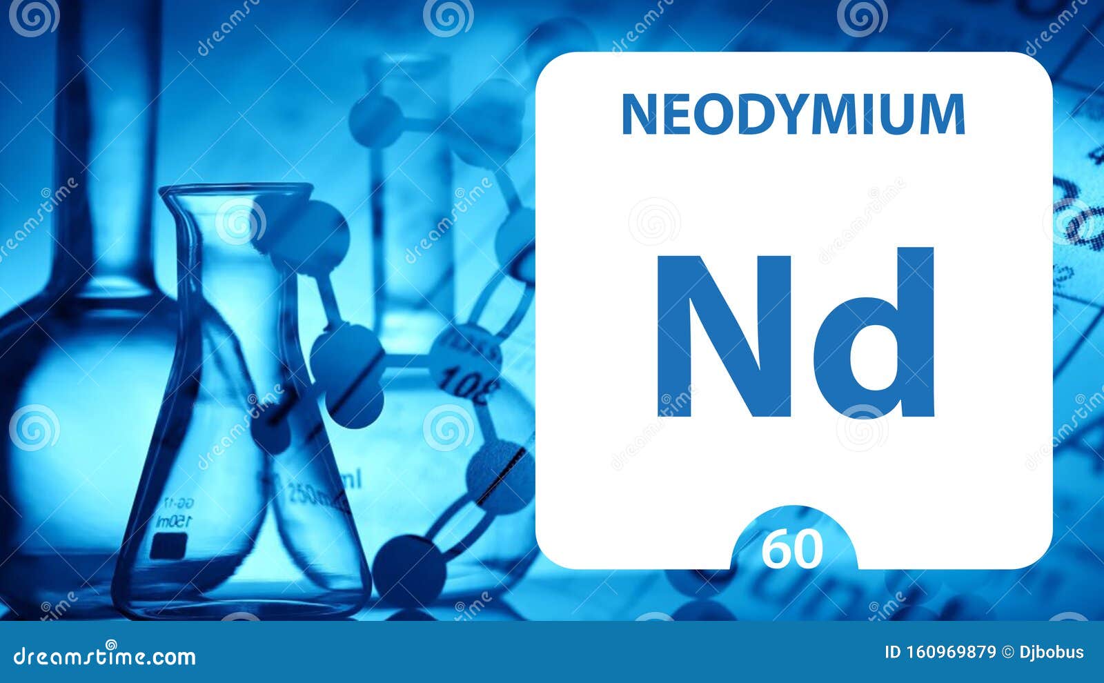 Neodymium Nd, Chemical Element Sign. 3D Rendering Isolated on White ...