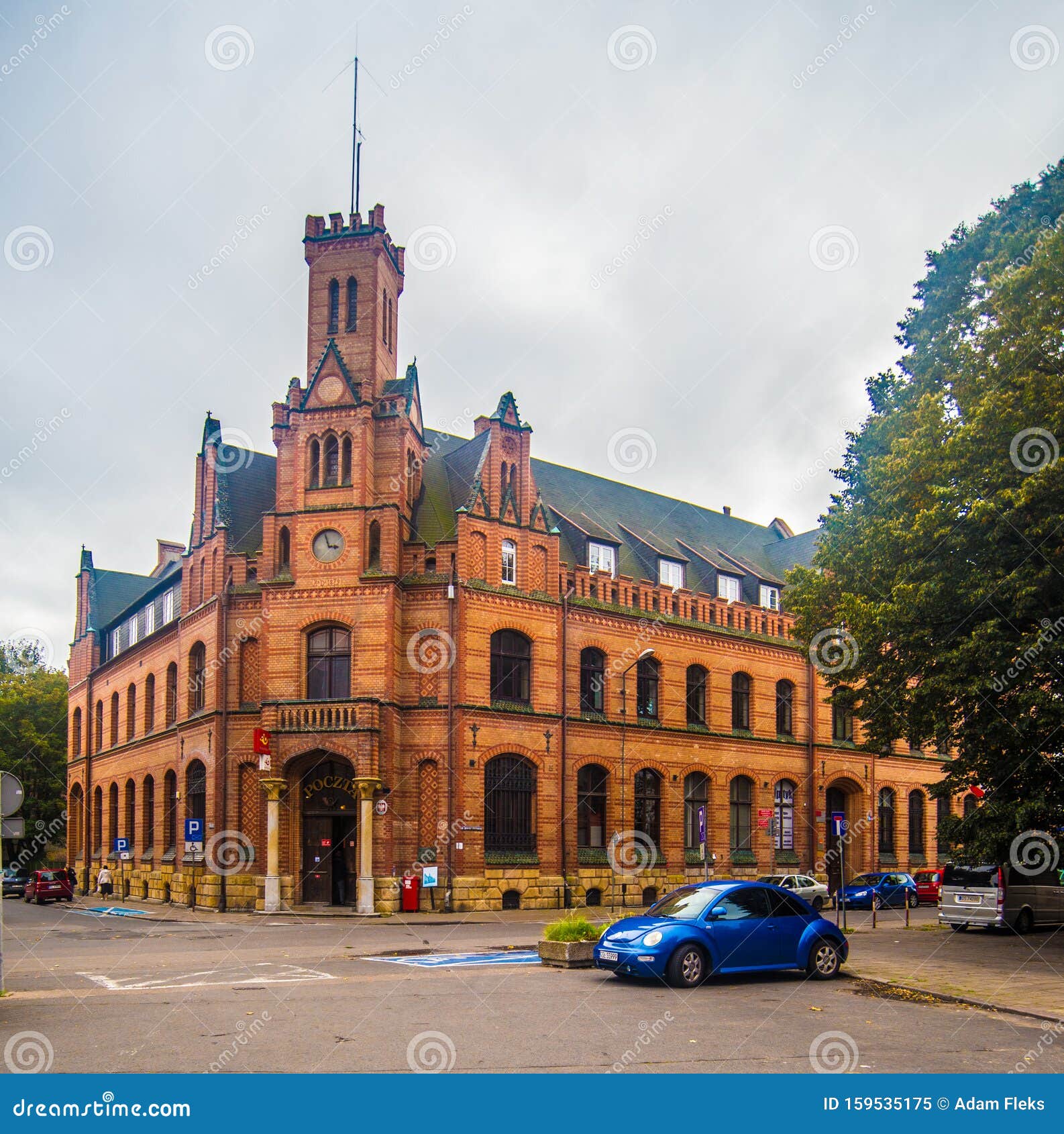 Neogothic Post Office with Tower and Clock in Slupsk Editorial Image ...