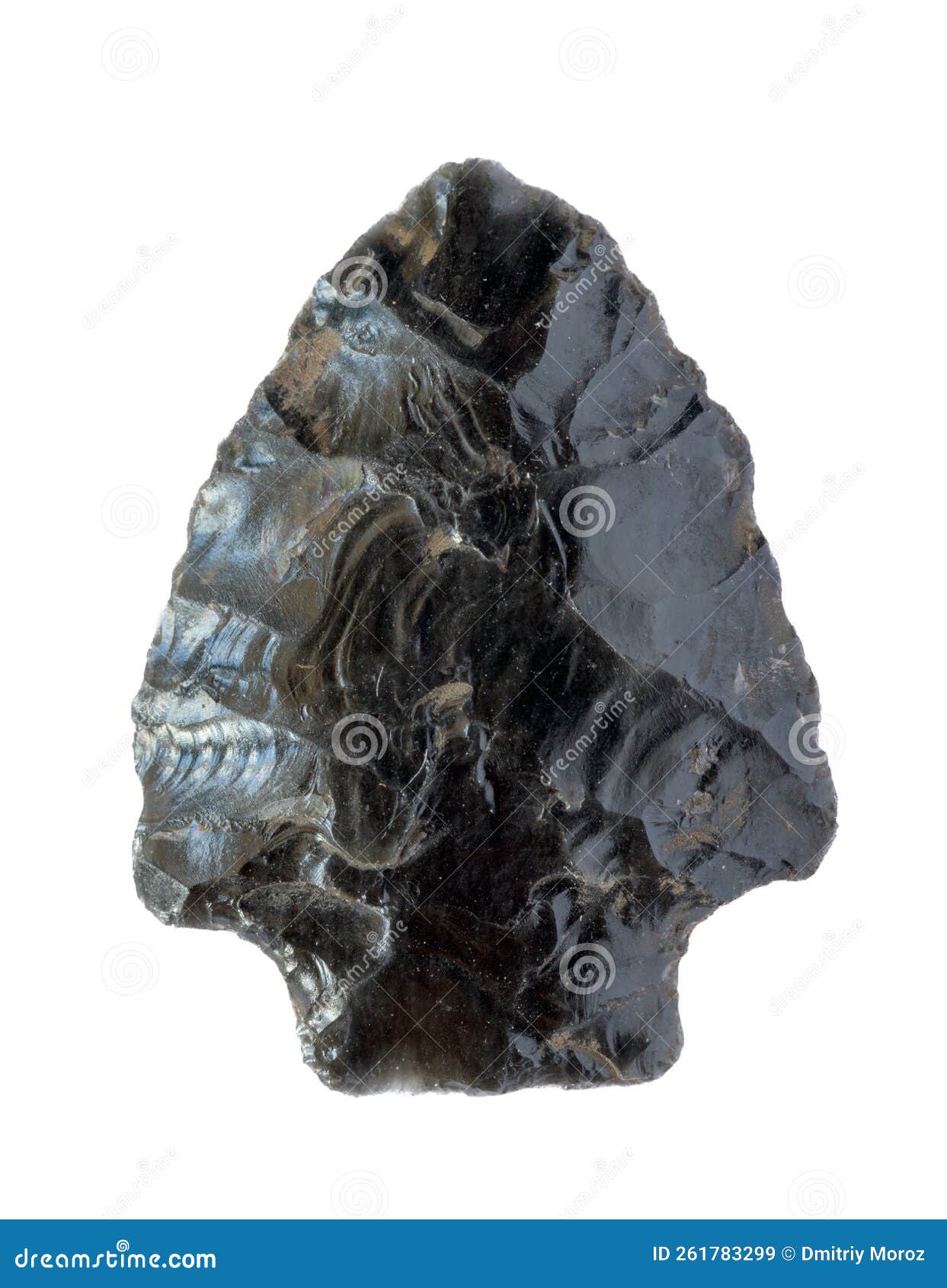 Obsidian Arrowhead on White Background Stock Image - Image of antique ...