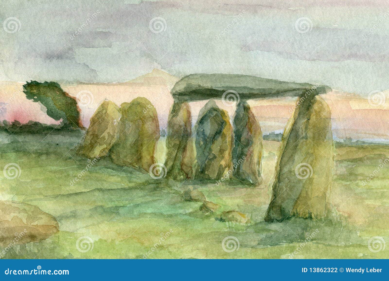 Neolthic, Prehistoric Standing Stones Stock Illustration - Illustration ...