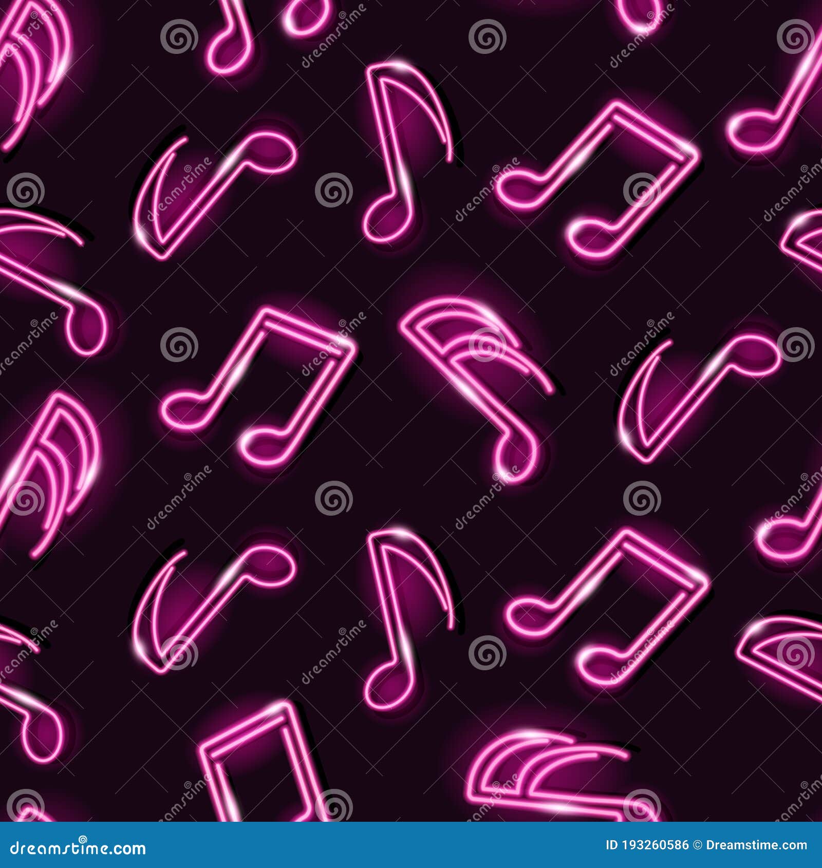 Neom Music Notes Seamless Pattern. Vector 10 EPS Illustration. Stock ...
