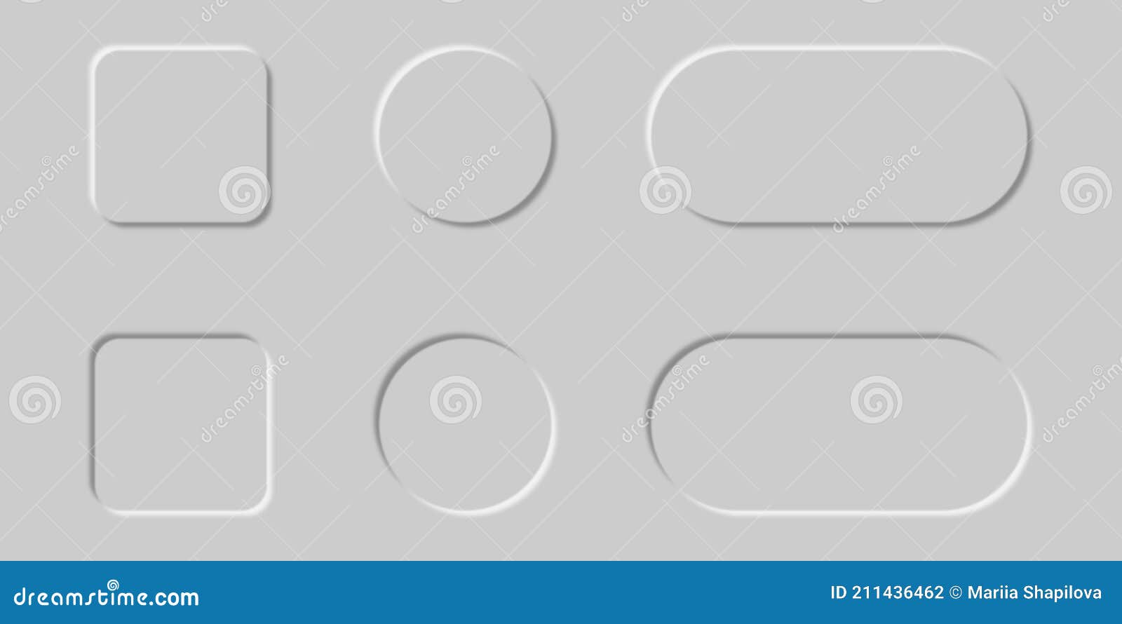 Neomorphic buttons set stock vector. Illustration of shade - 211436462