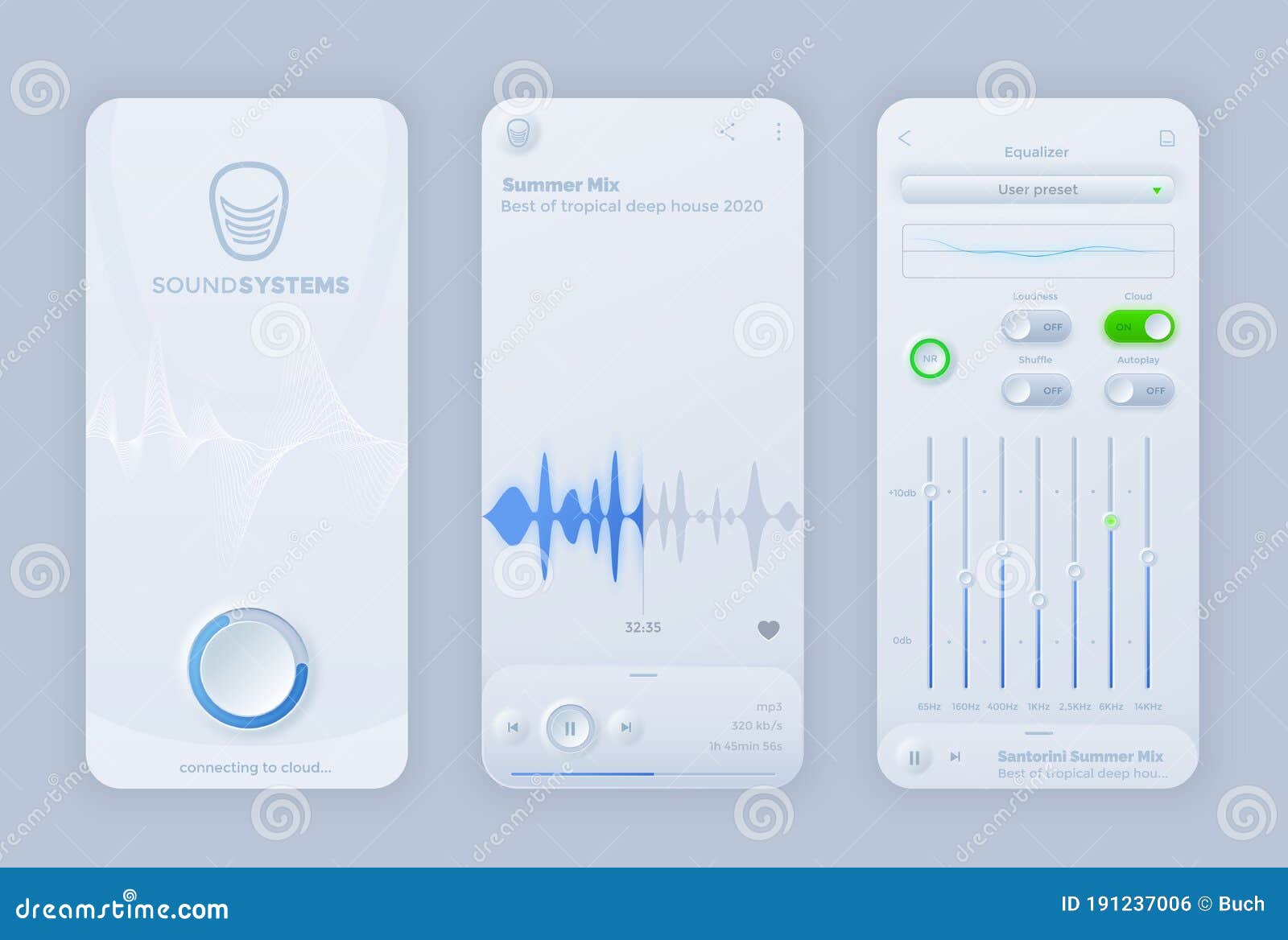 Neomorphoism Interface Vector Music Player UI App Stock Vector ...
