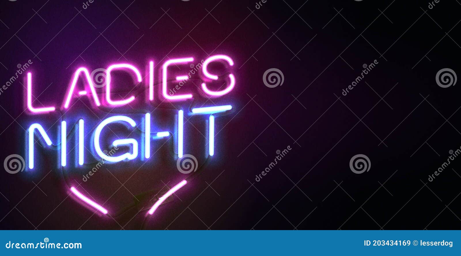 Vector Realistic Isolated Neon Sign of Ladies Night Frame Logo for ...