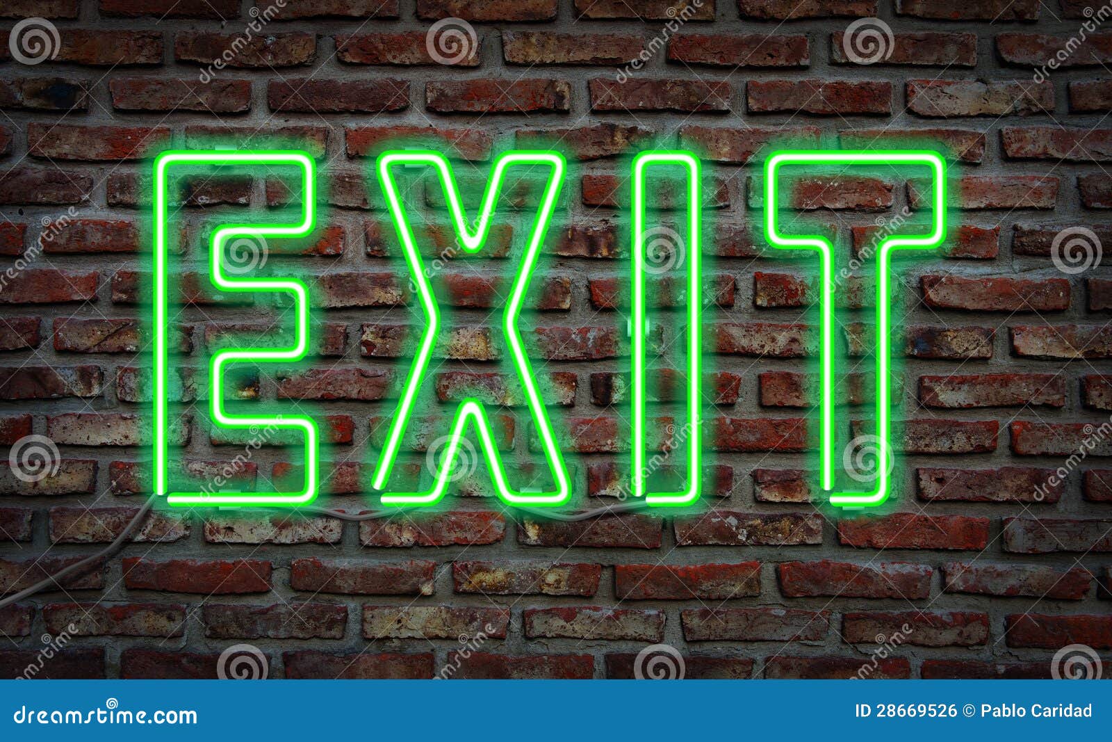 Neon stock photo. Image of exit, light, night, illuminated - 28669526