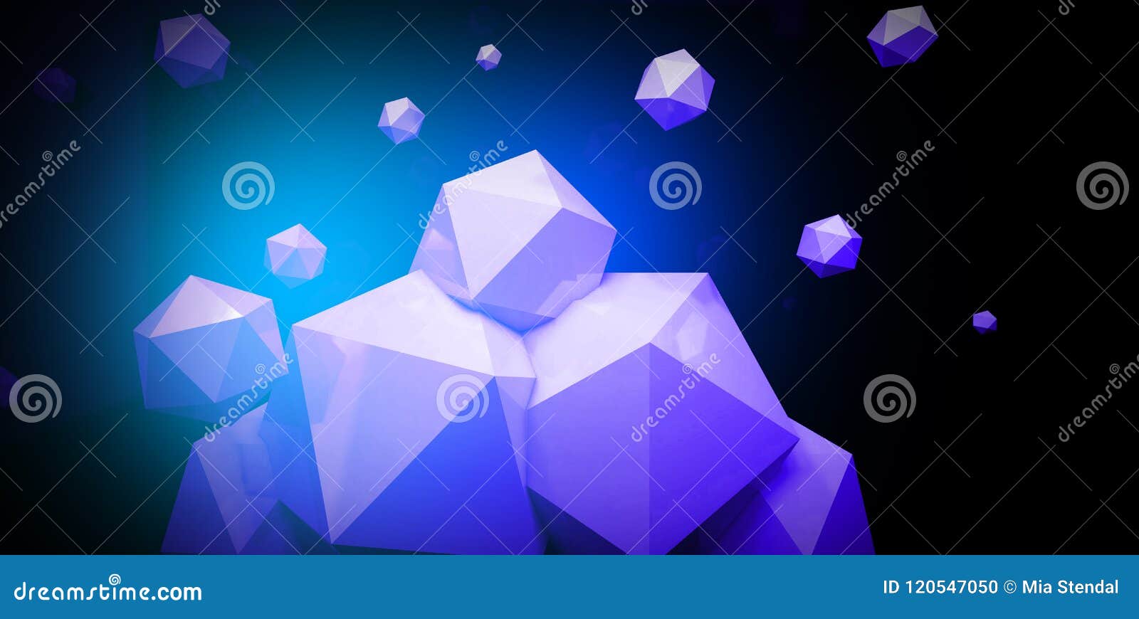 3d Render. Abstract Background with a Polygon, Neon Light Stock ...