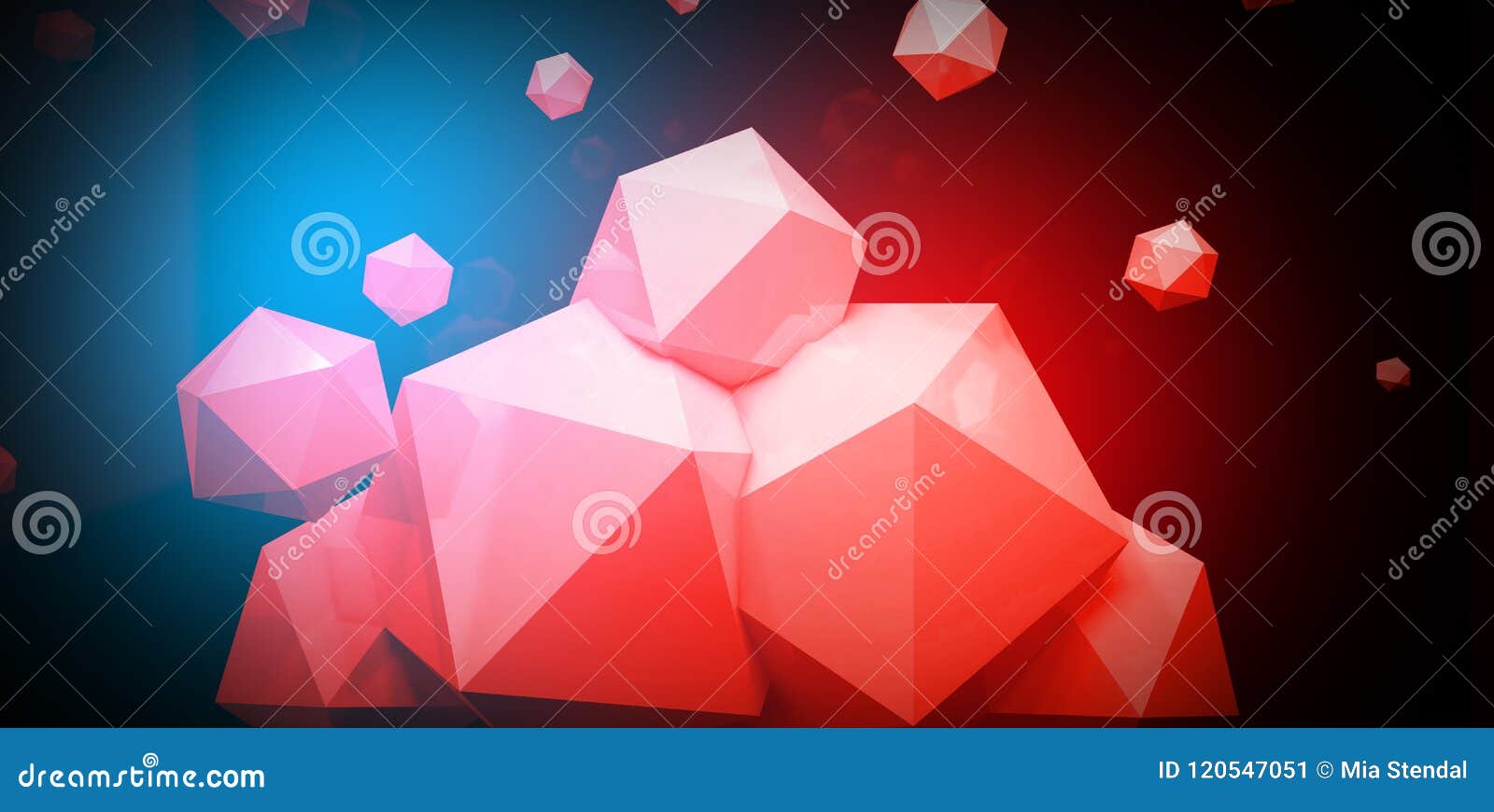3d Render. Abstract Background with a Polygon, Neon Light Stock ...