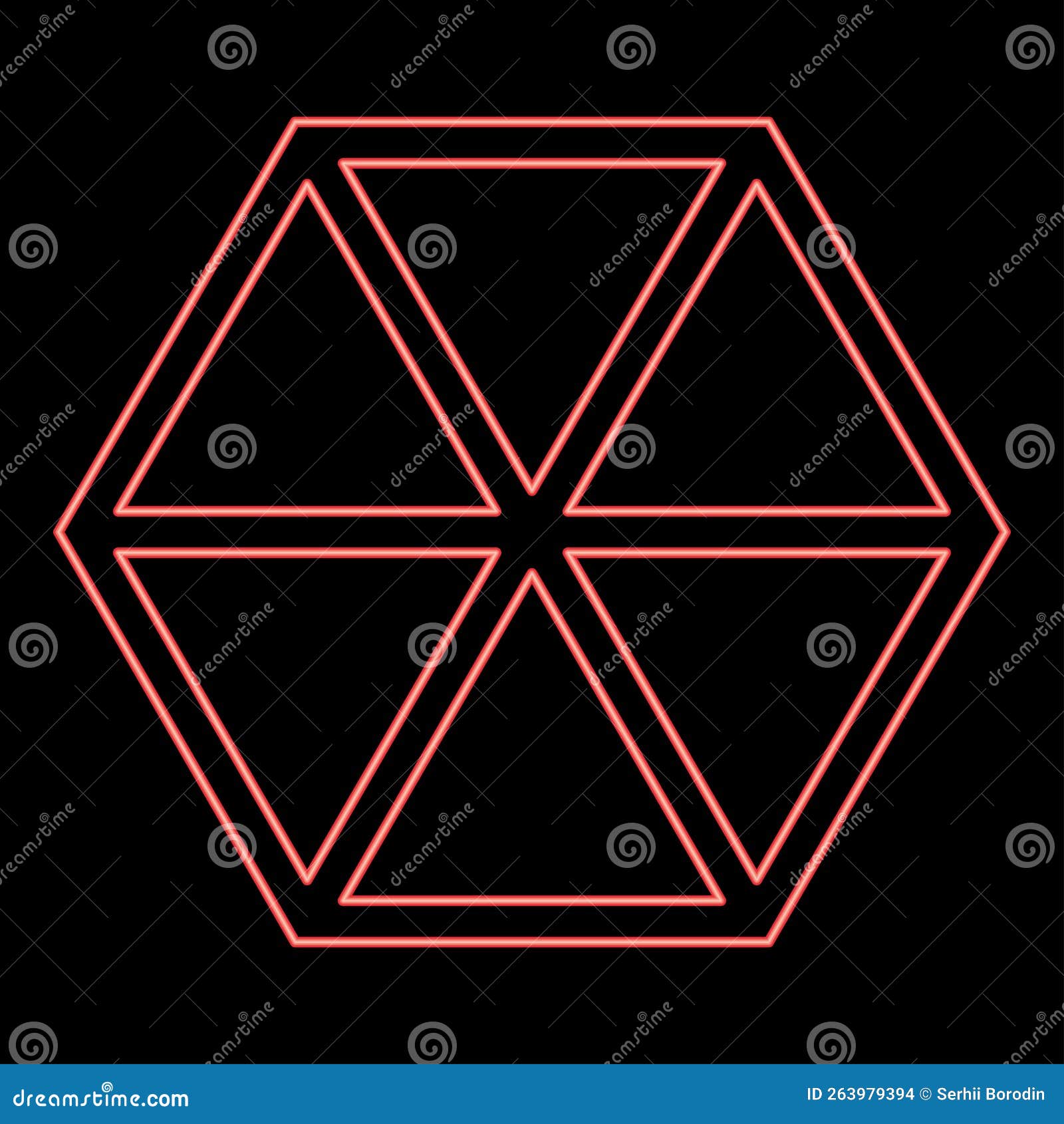 Neon Abstract Cube Shape Hexagon Box Red Color Vector Illustration ...