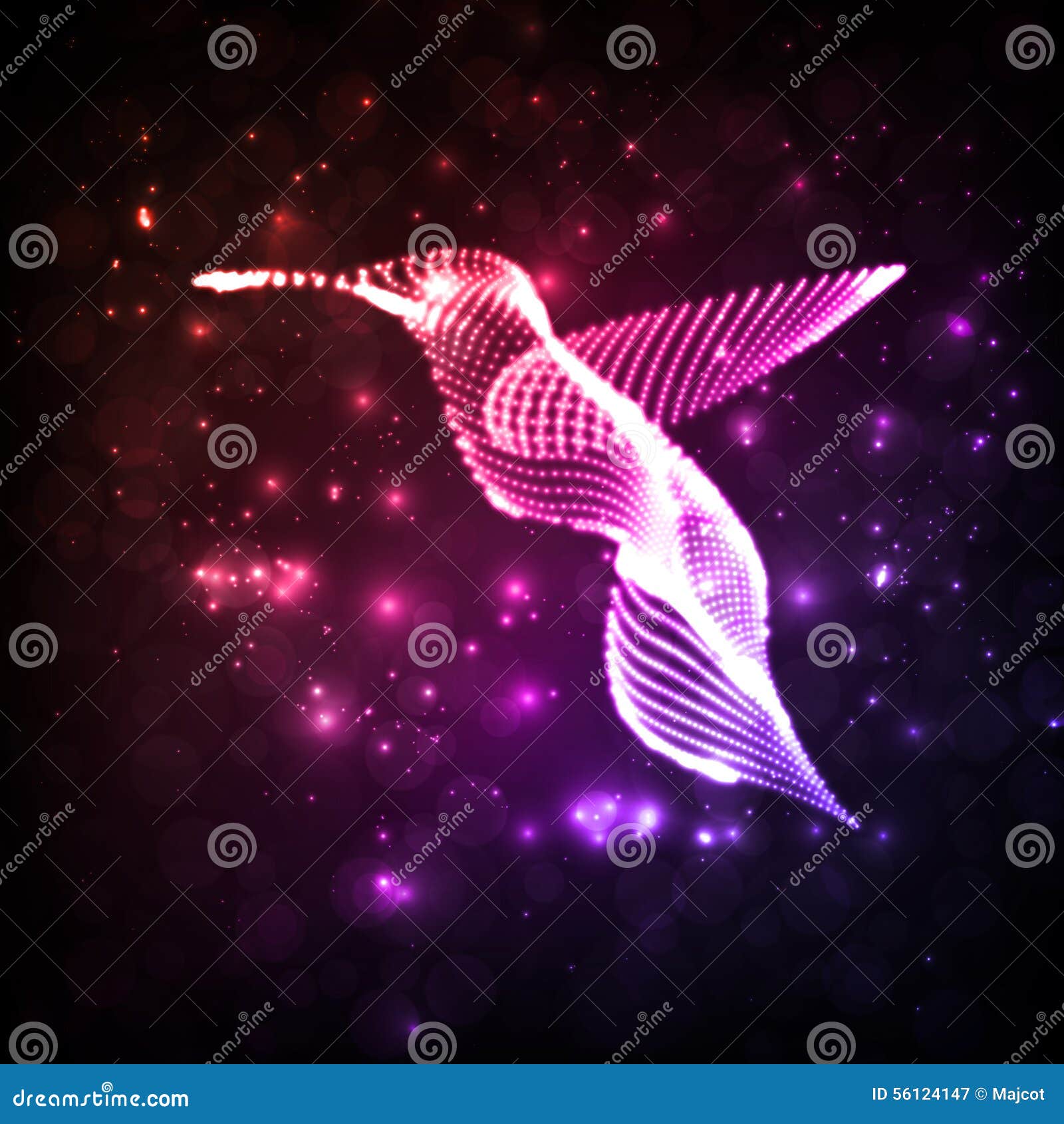 Neon abstract hummingbird stock vector. Illustration of eps10 - 56124147