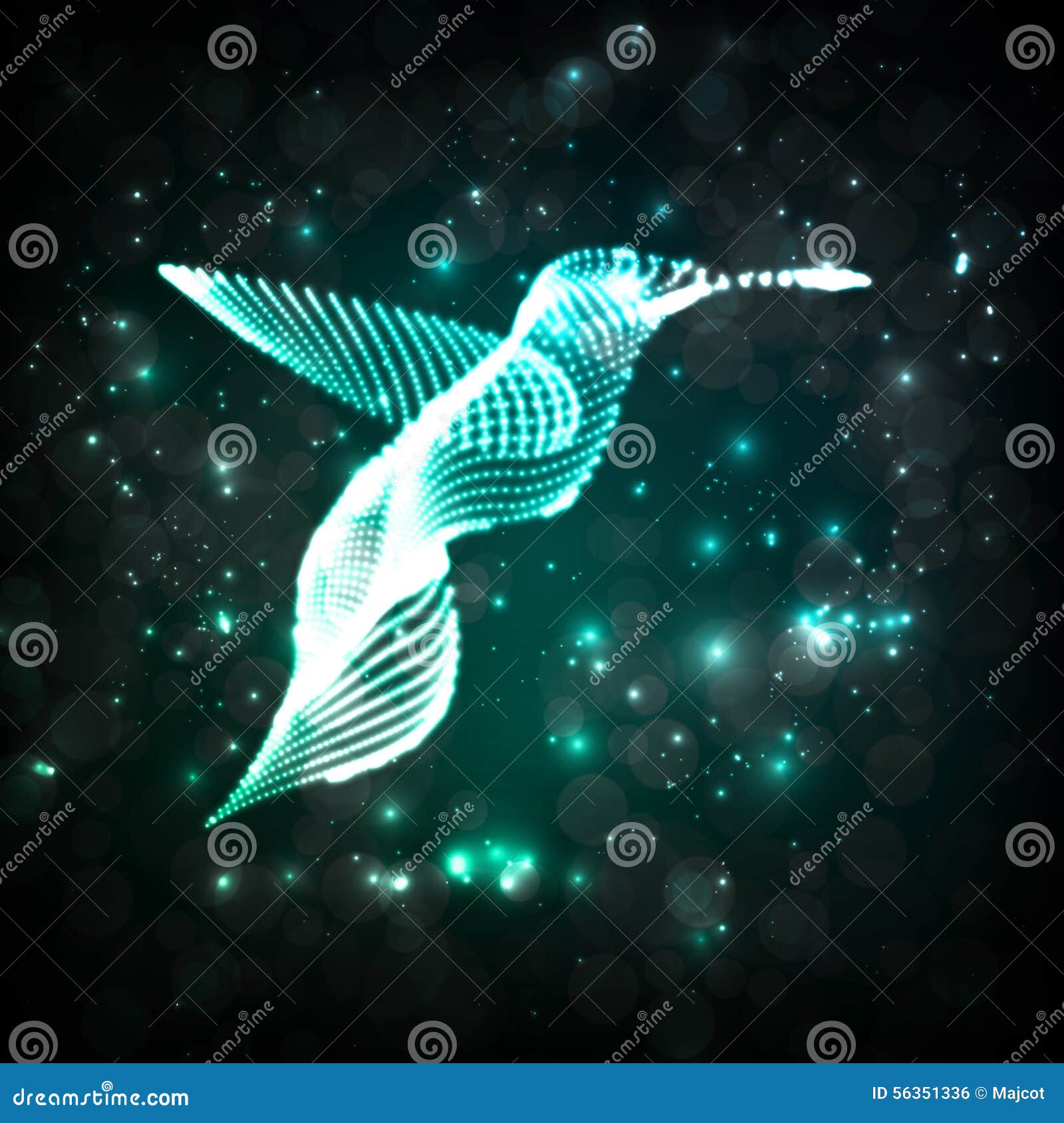 Neon abstract hummingbird stock vector. Illustration of effect - 56351336