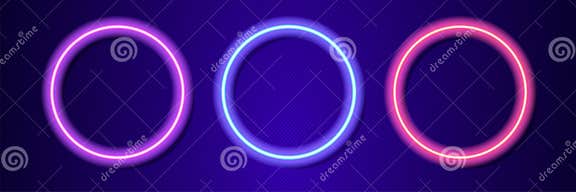 Neon Abstract Round Vector Set Stock Vector - Illustration of electric ...