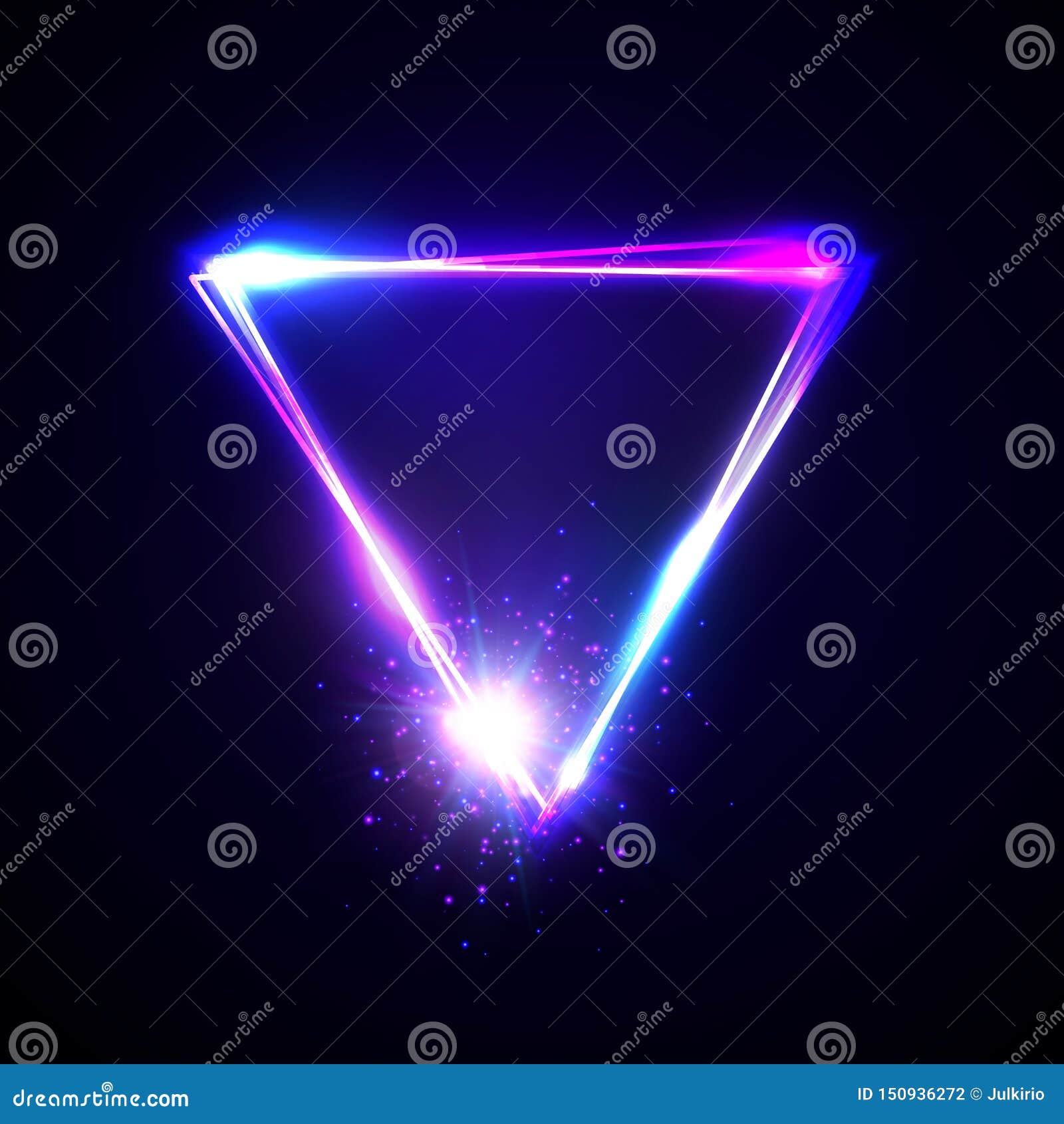 Neon Abstract Triangle with Light Star Particle. Stock Vector ...