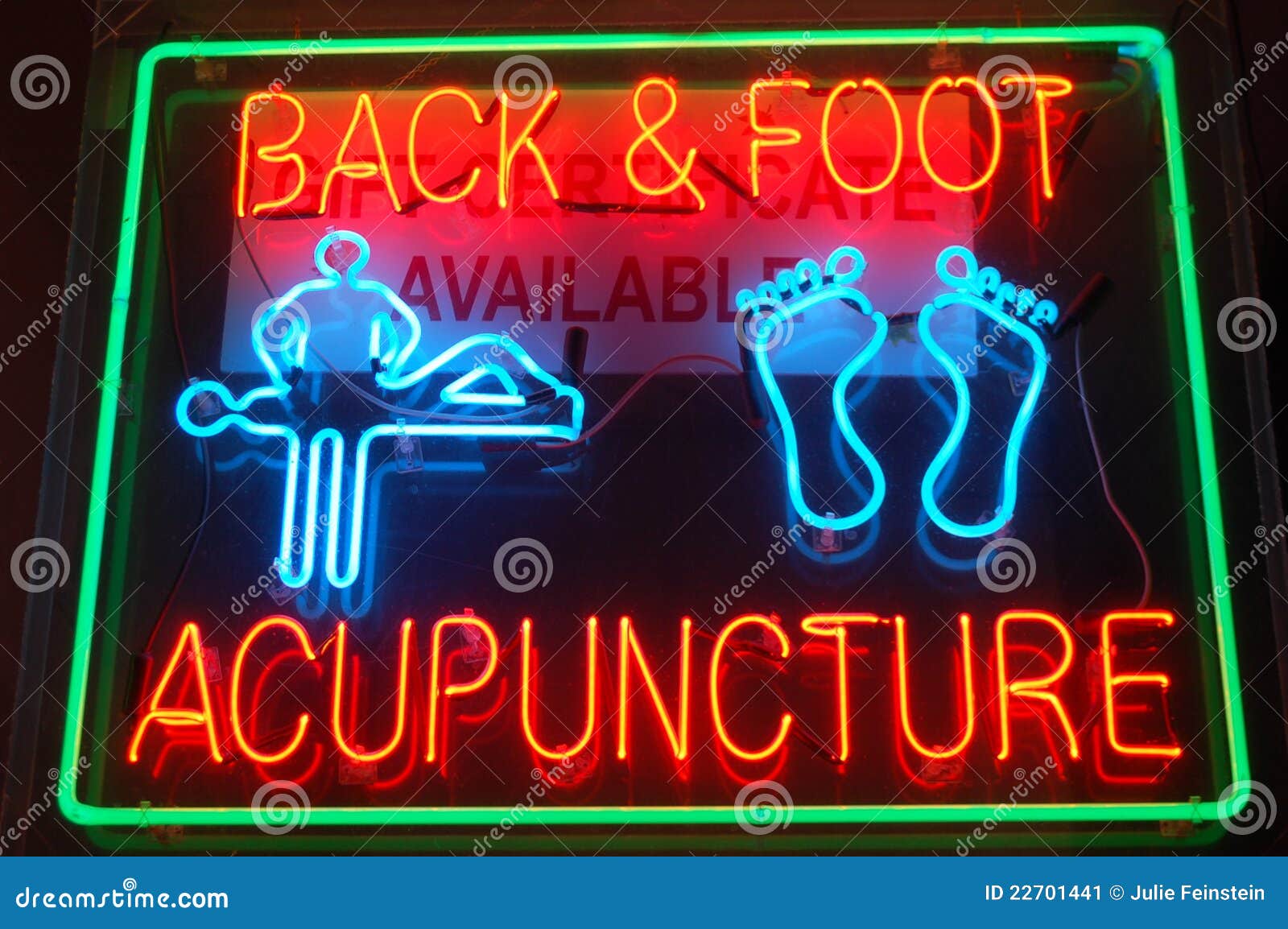 Neon Acupuncture Sign stock image. Image of back, sign - 22701441