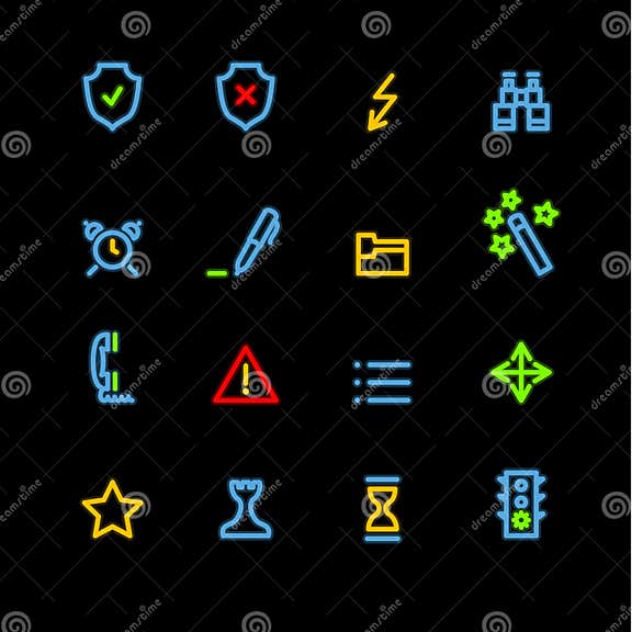 Neon administration icons stock vector. Illustration of internet - 3153881